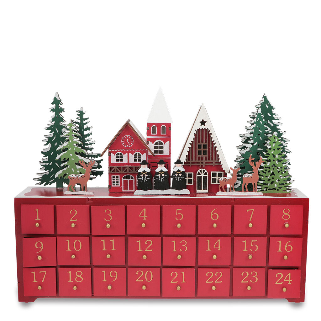 Buy wholesale Wooden advent calendar with LED lighting - Carol singers ...