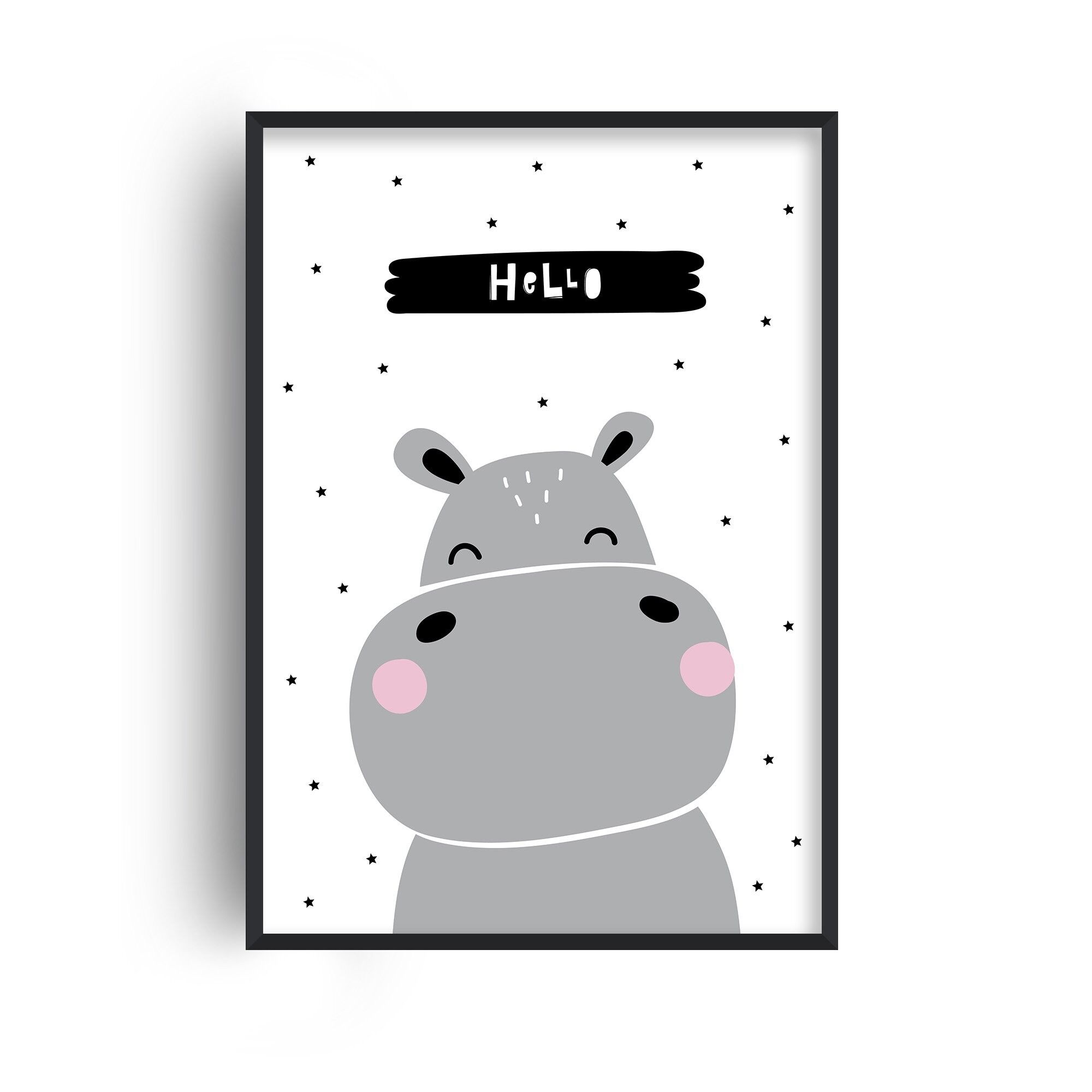 Buy wholesale Hello Hippo Print - A2 (42x59.4cm) - White Frame