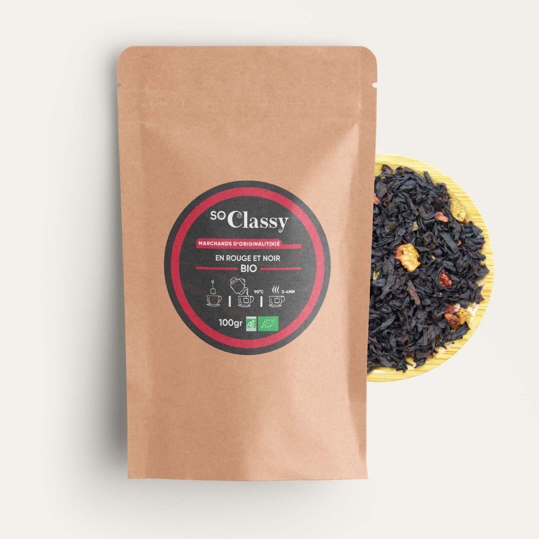 Achat Thé noir aux fruits rouges bio en rouge et noir en gros