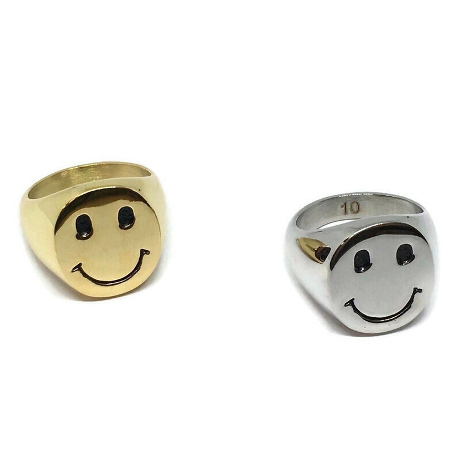 Achat Bague Acier Emoji Visage Souriant - or en gros