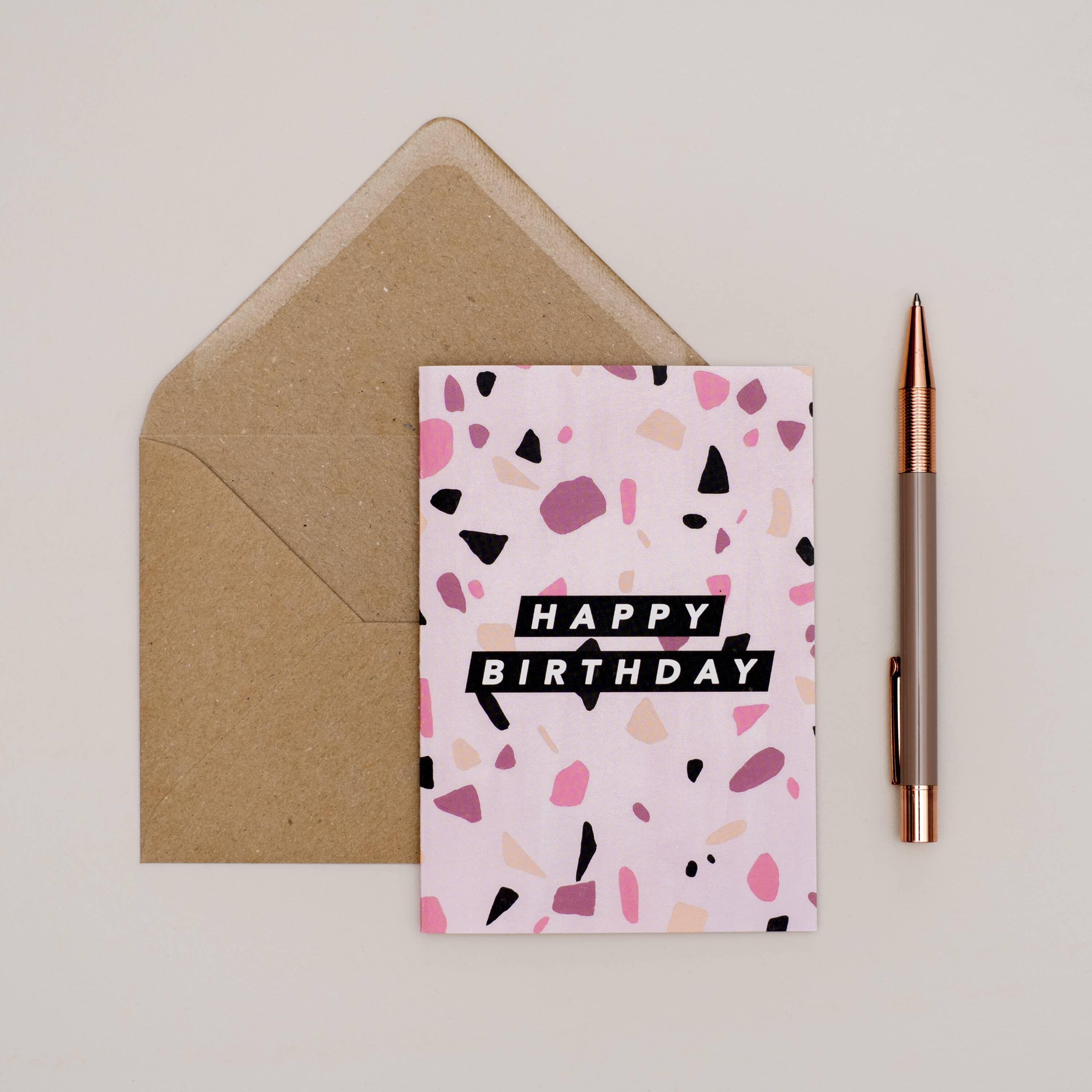 Buy wholesale Light Pink Terrazzo Birthday Card