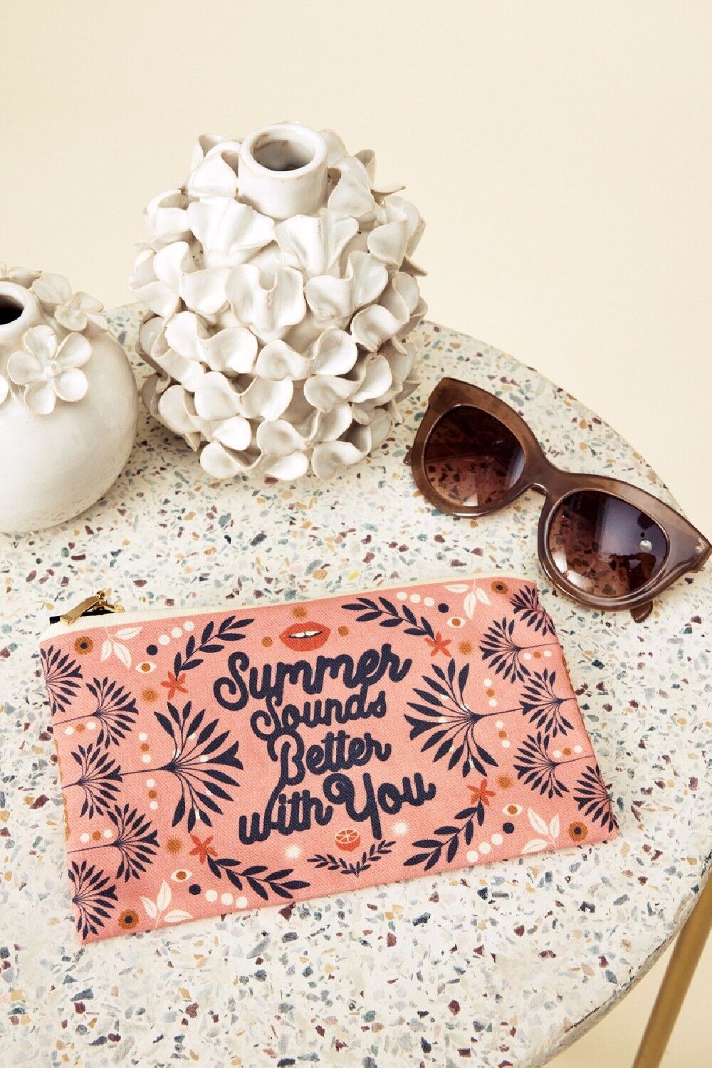 Buy wholesale Small Cotton Zipped Pouch - SUMMER SOUNDS BETTER WITH YOU ...