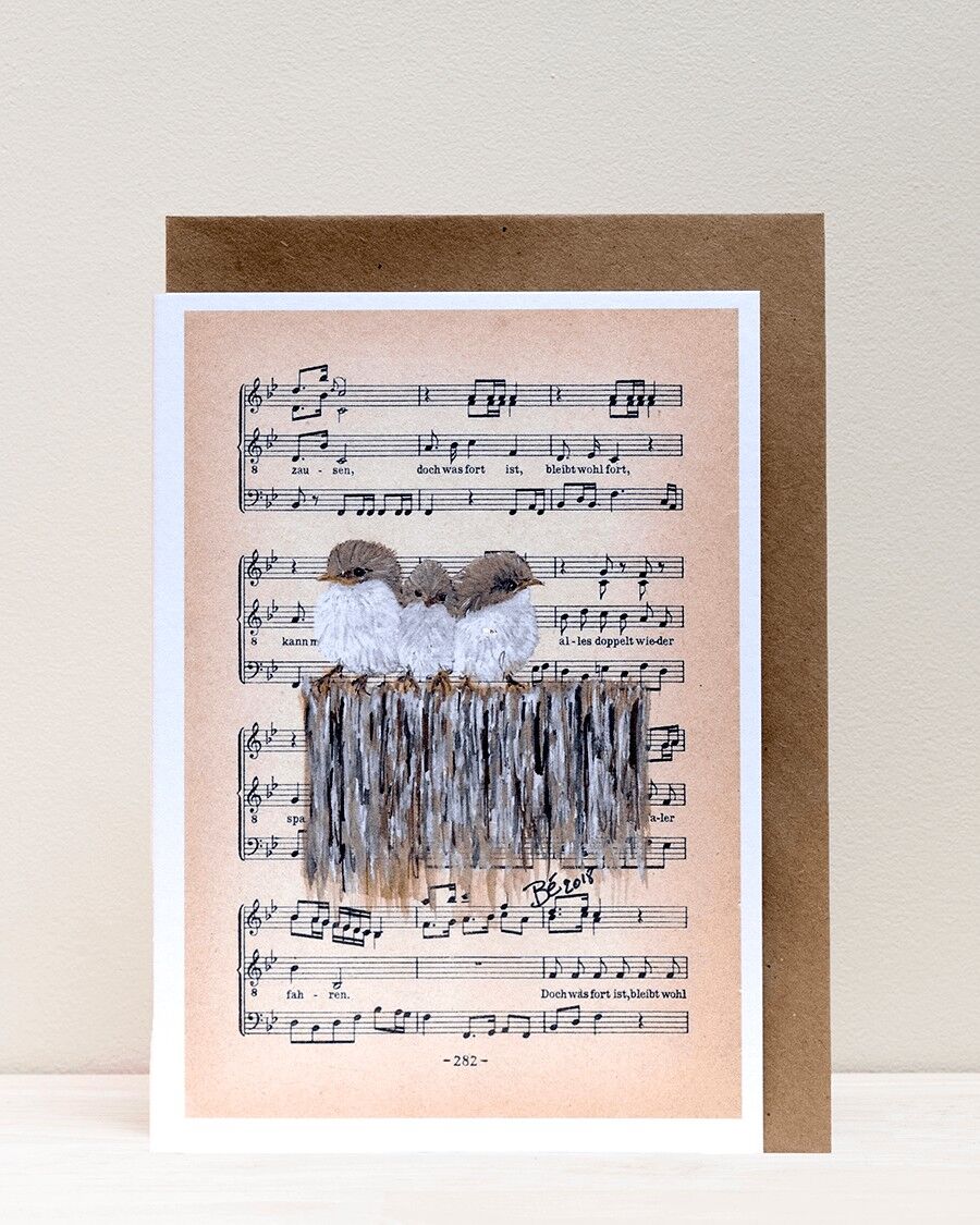 Buy wholesale Art Print Cards - Birds & Music - 3 Musketeers
