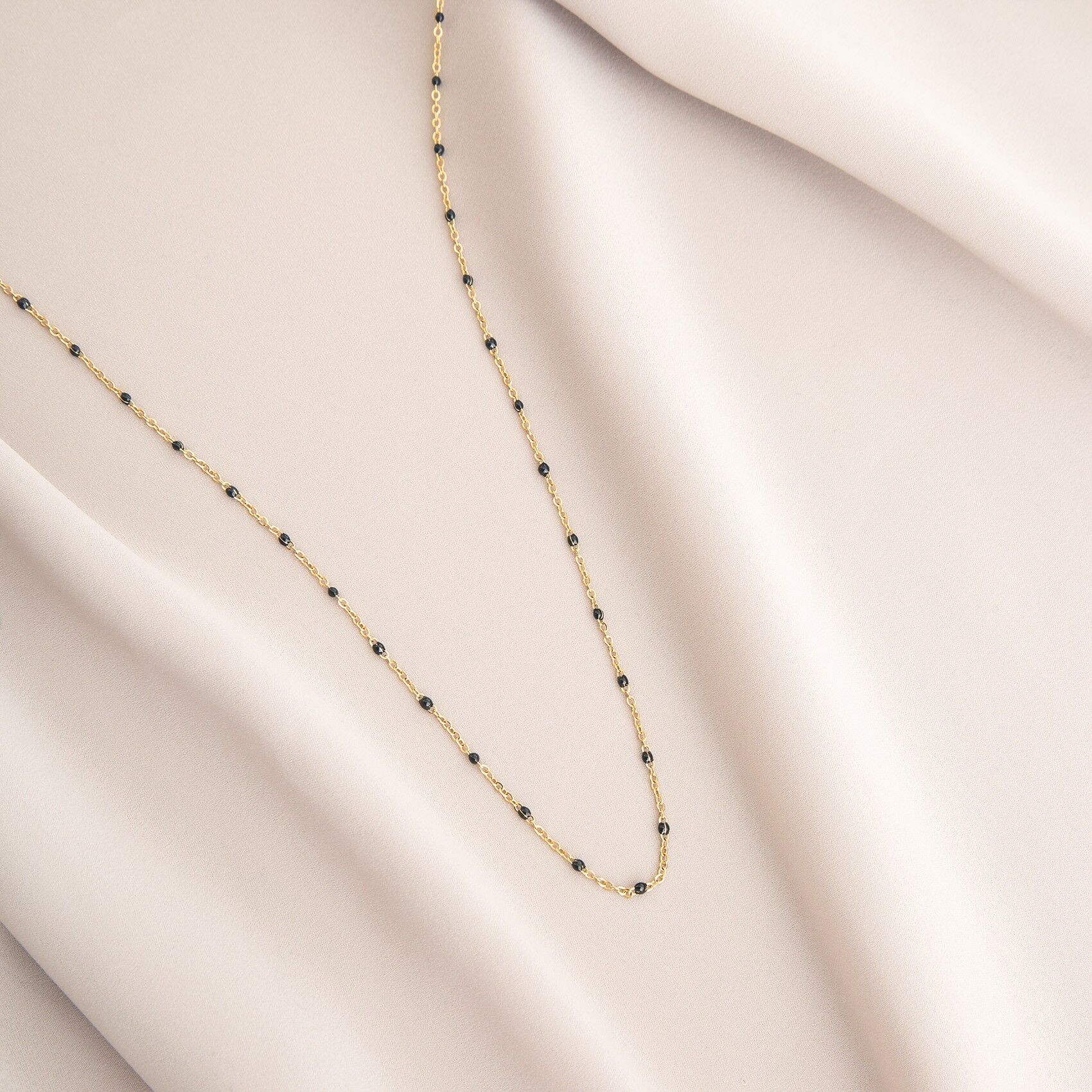 Achat Collier mini perle Brescia noire doré en gros