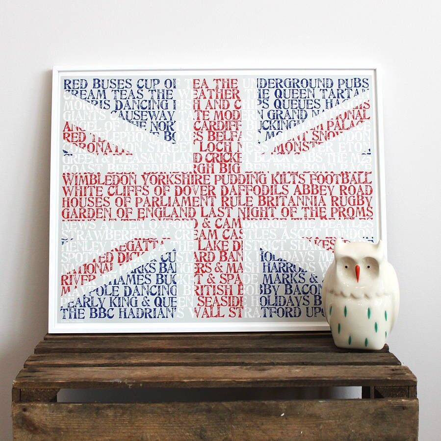Buy wholesale All Things British Typographic Print A4 Unframed