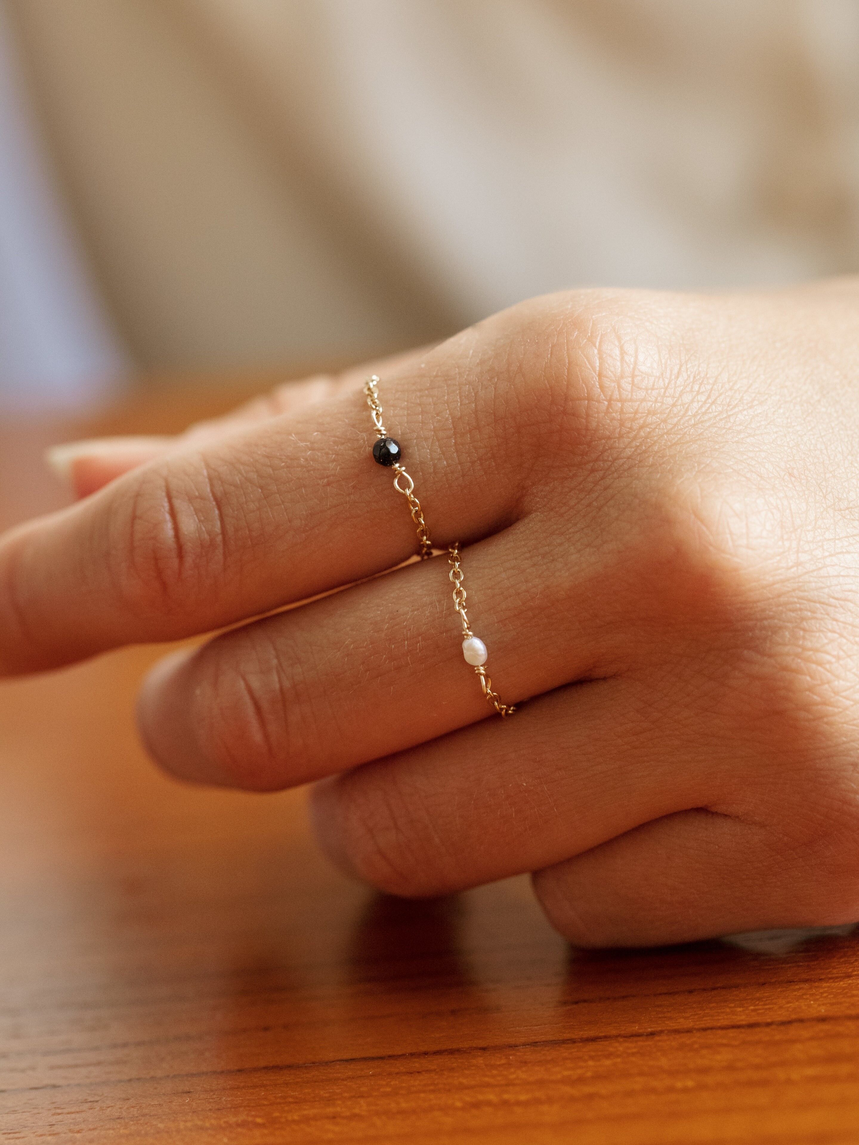 Achat Bague chaîne Lola pierre fine perle d'eau douce en gros