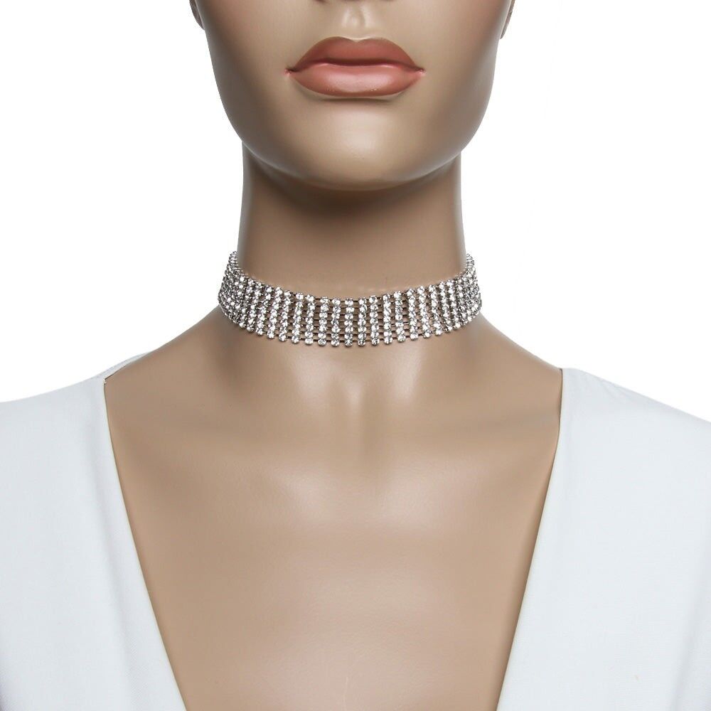 Buy wholesale 7 Row Diamante Studded Choker