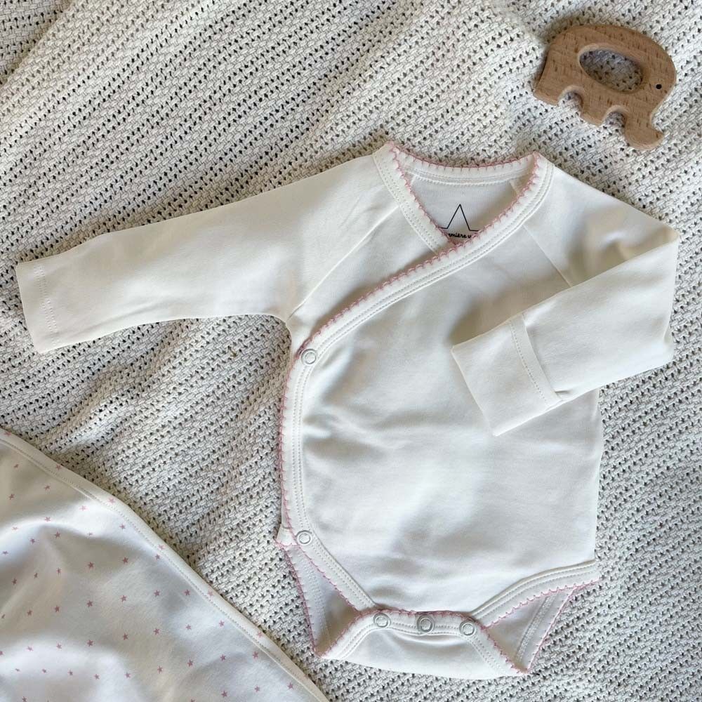 Achat Body bébé bio liseré rose en gros