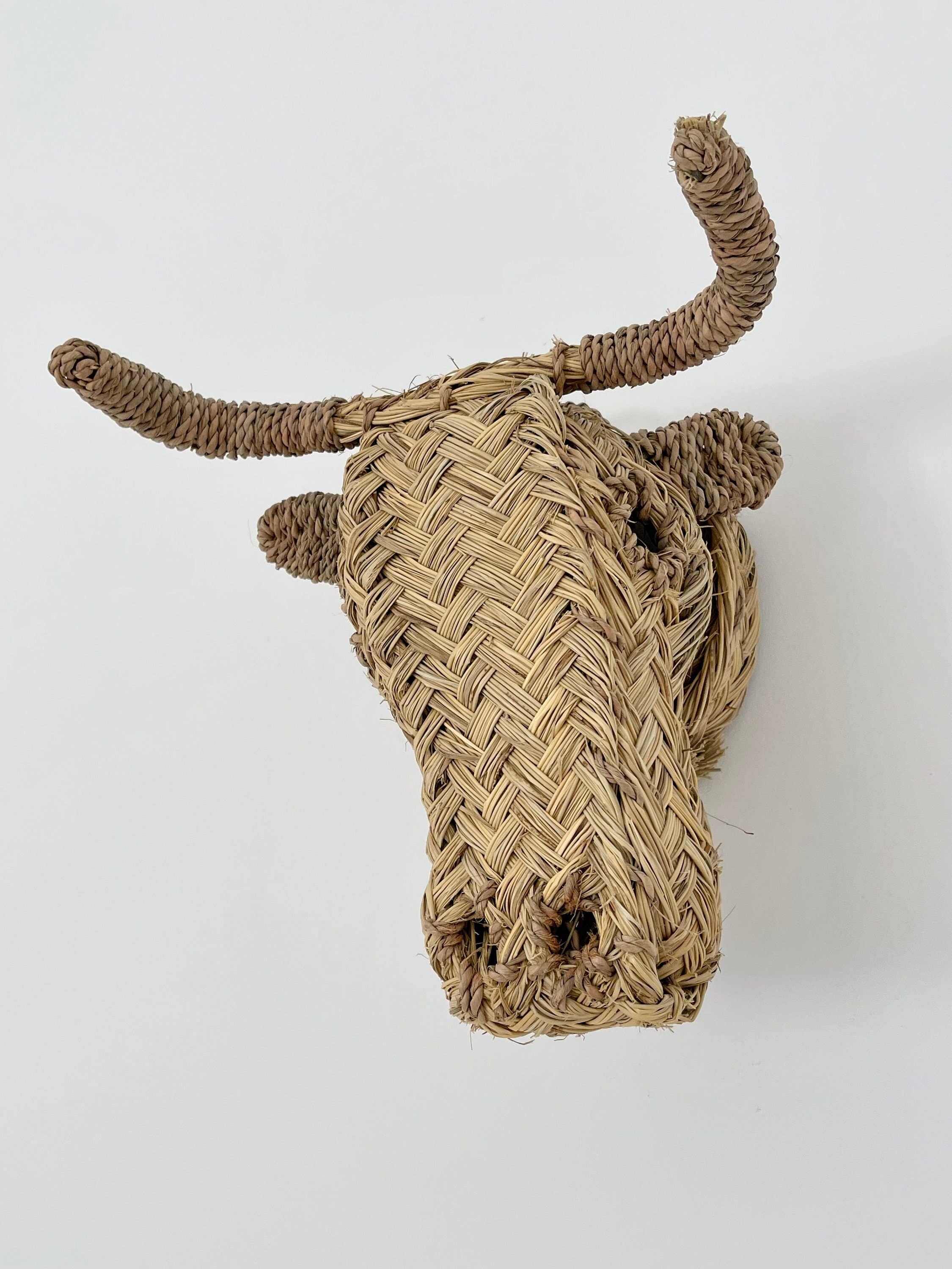Buy wholesale Handwoven rattan decor wicker Bull mask wall hanging