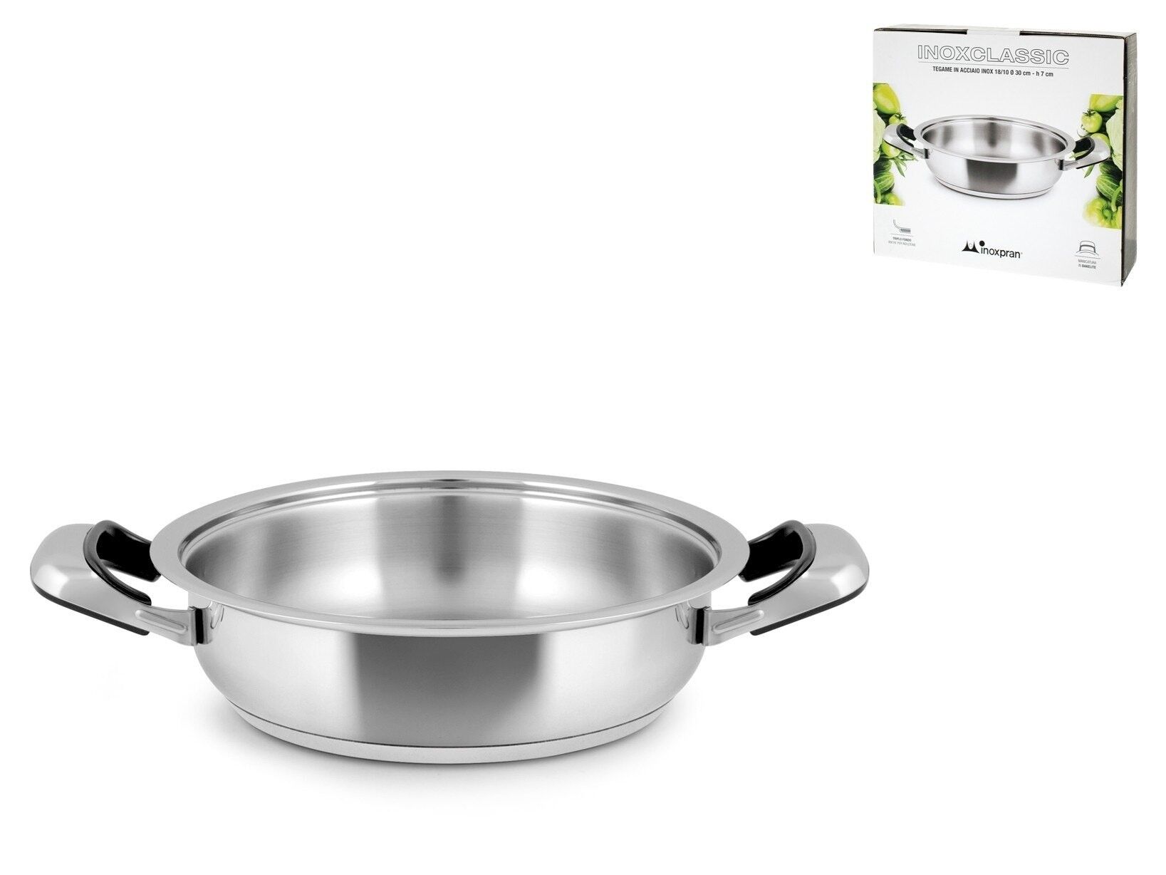 Buy wholesale Classic stainless steel pan 2 handles 30x7 cm