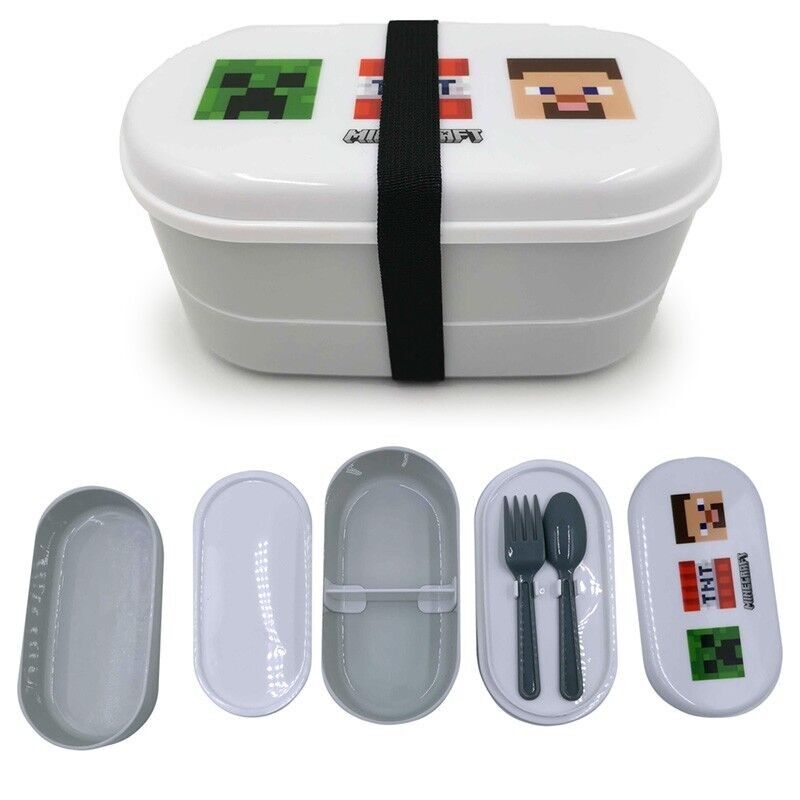 Kaufen Sie Minecraft Faces Bento Box Lunchbox mit Gabel & Löffel zu ...