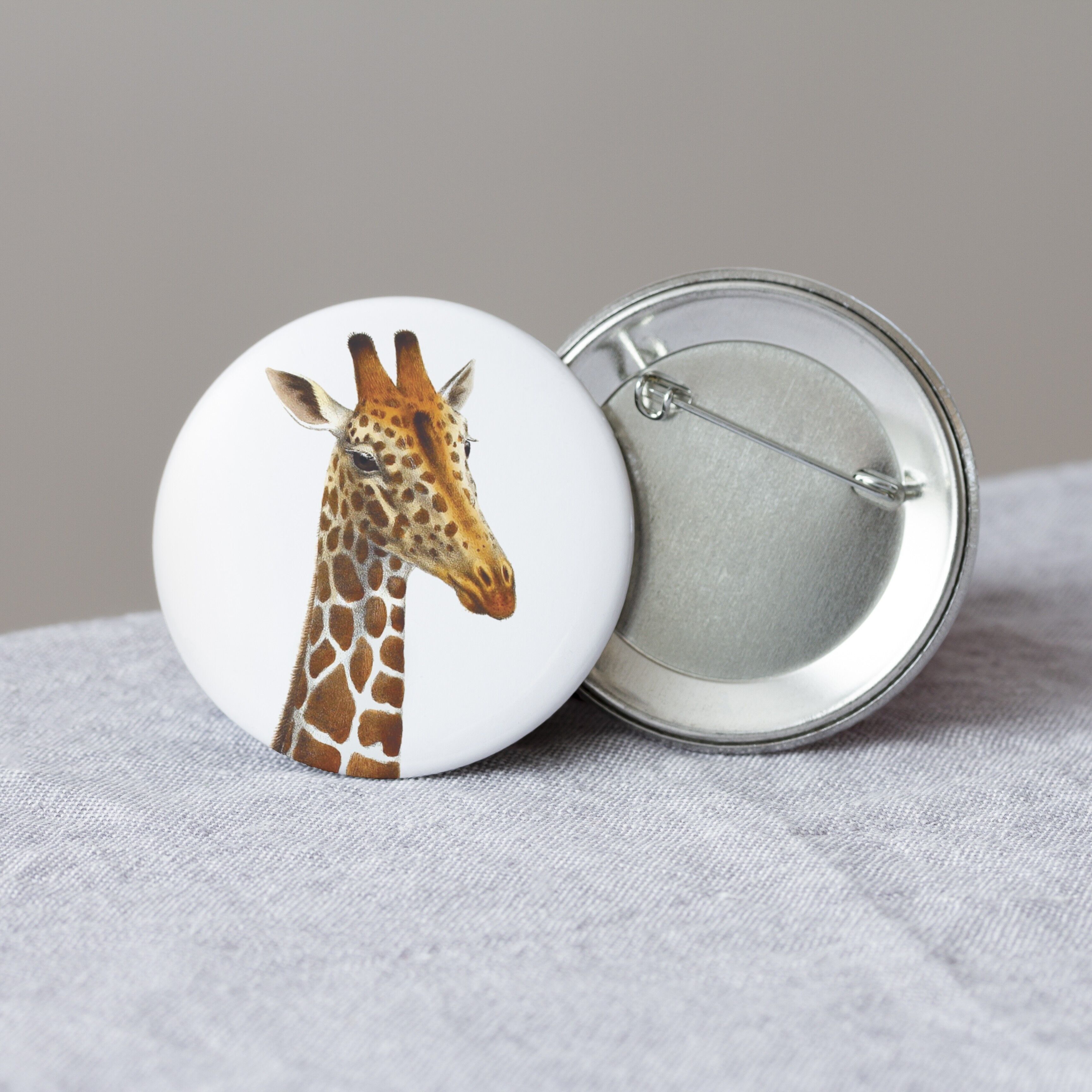 Buy wholesale Giraffe Button, Big Round Pin, African Wildlife
