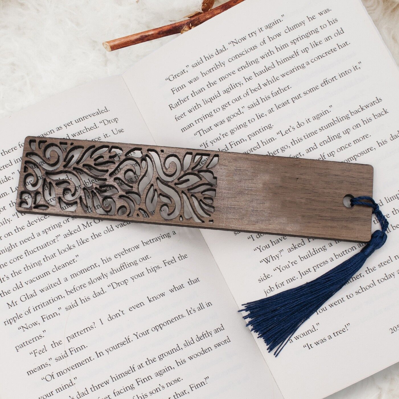 Buy wholesale Laser Cut Wooden Bookmark with Tassel - Walnut Wood Waves ...