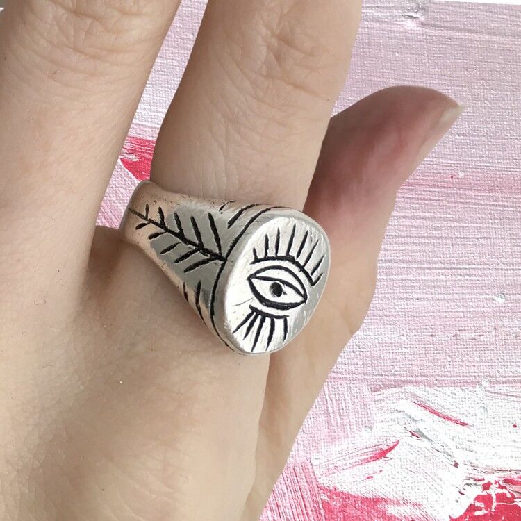 Buy wholesale Heavy Oval Evil Eye Signet Ring