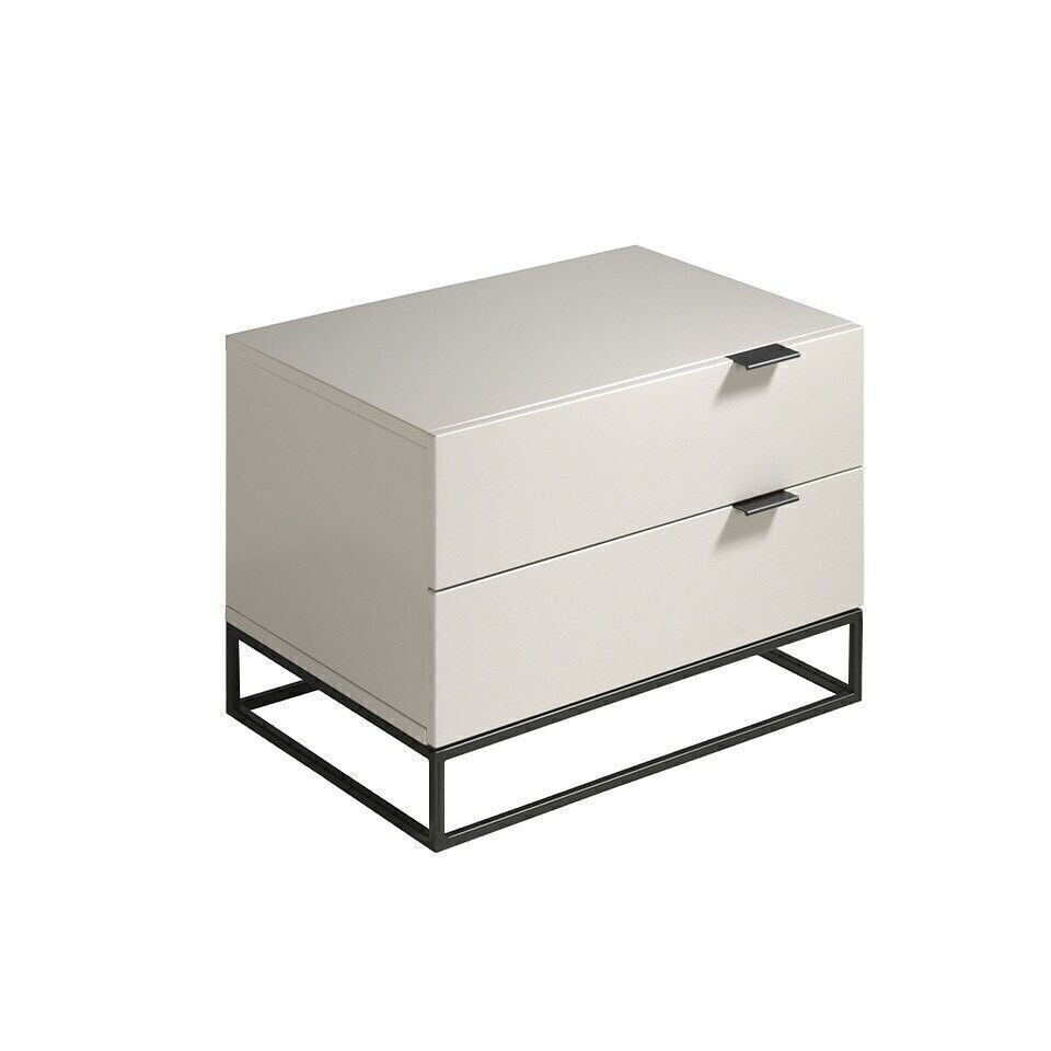 Achat Chevet en MDF laqué Gris Perle Brillant, structure et pieds en ...