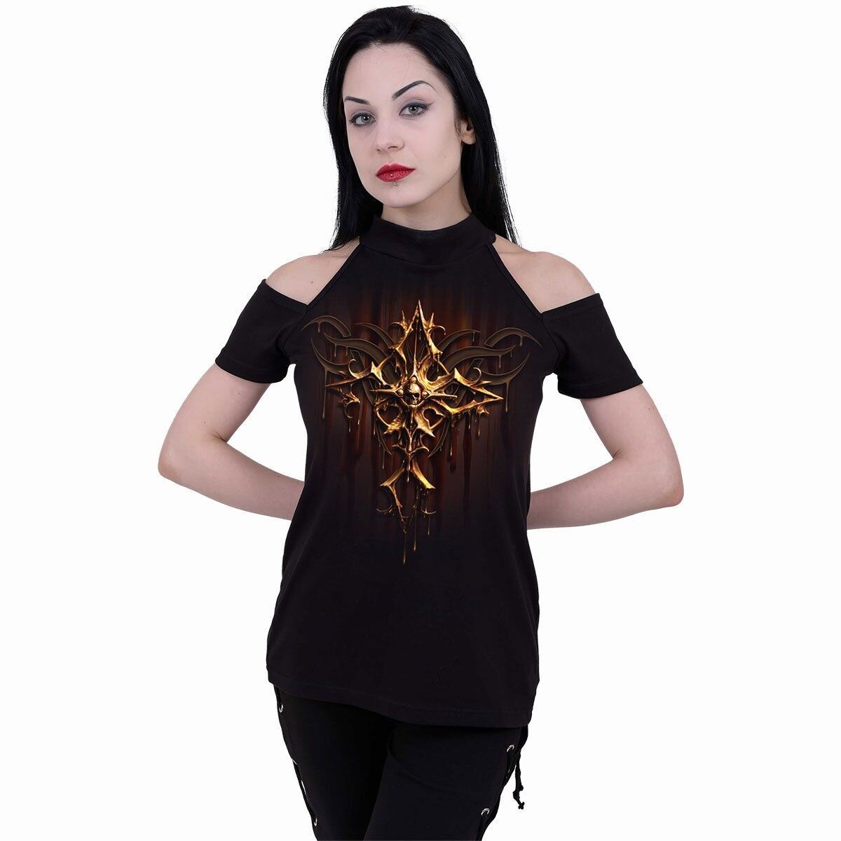 Buy wholesale DRIPPING GOLD - Halter Neck Drop Shoulder Top
