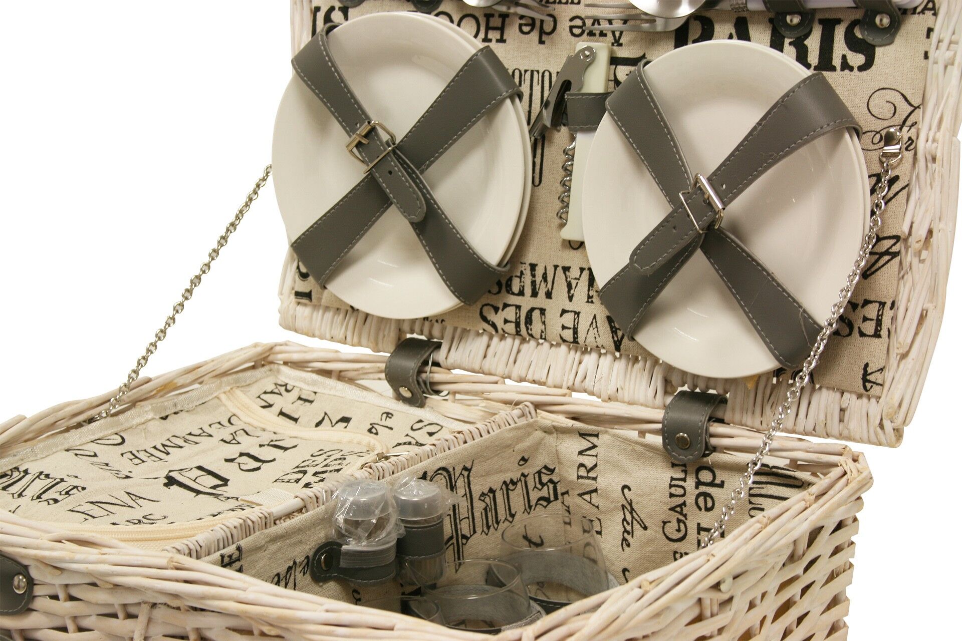 Achat Panier pique-nique artisanal en osier blanc pour 4 personnes. en gros