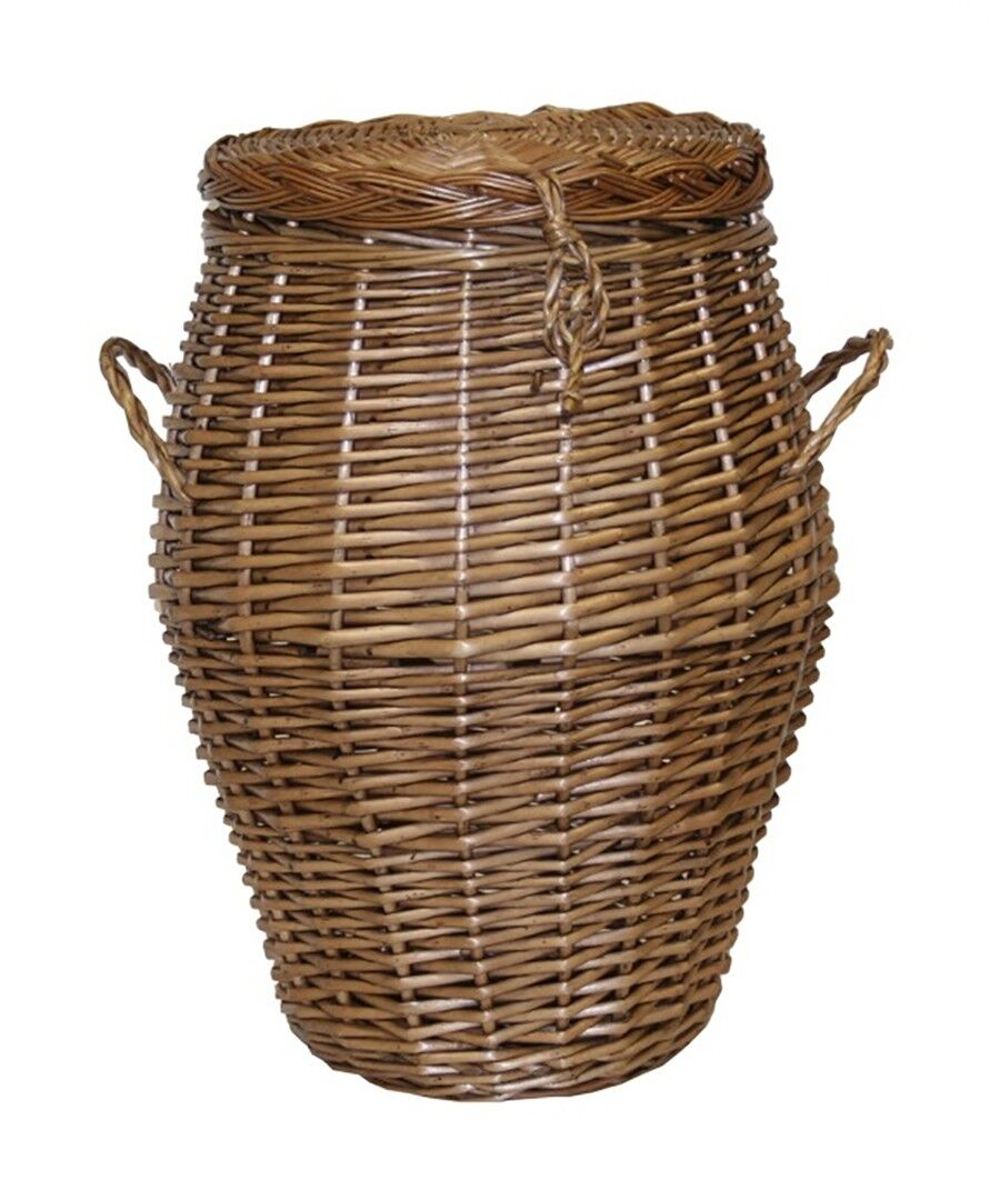Buy wholesale Braided wicker snail shell with lid and handles made by hand.