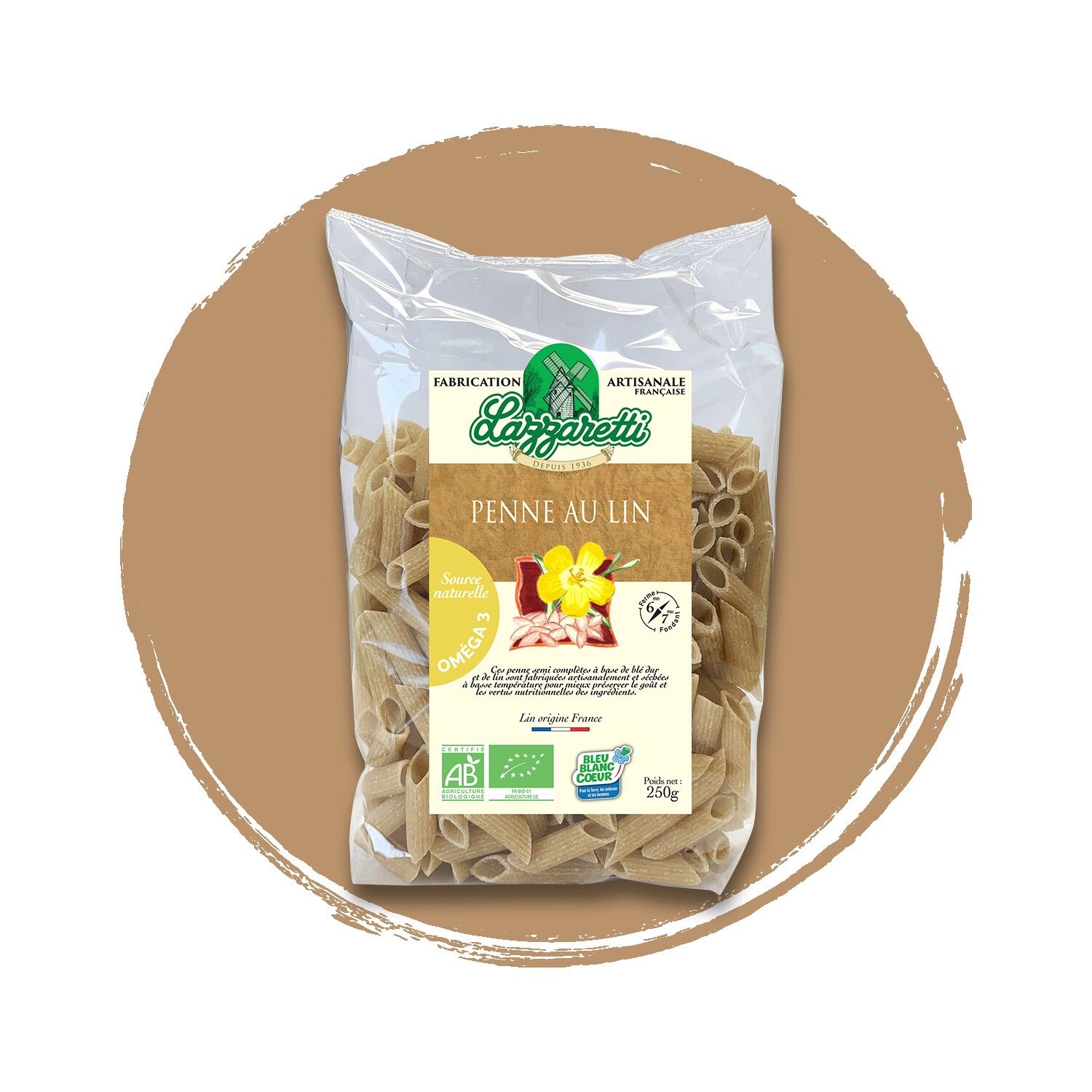 Achat Pâtes, Penne, Lin, bio en gros