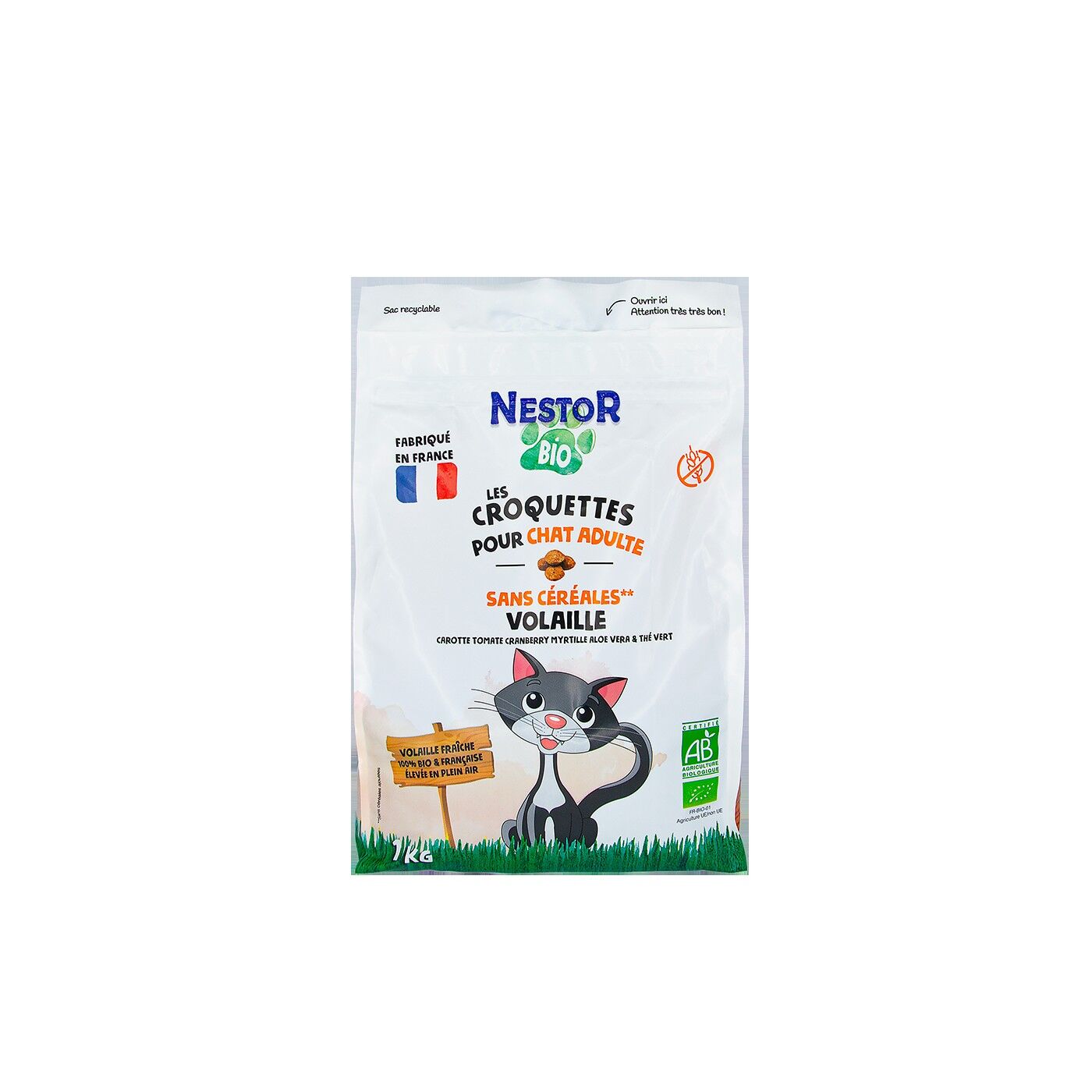 Achat Croquettes BIO Sans céréales - Chat volaille 1Kg en gros