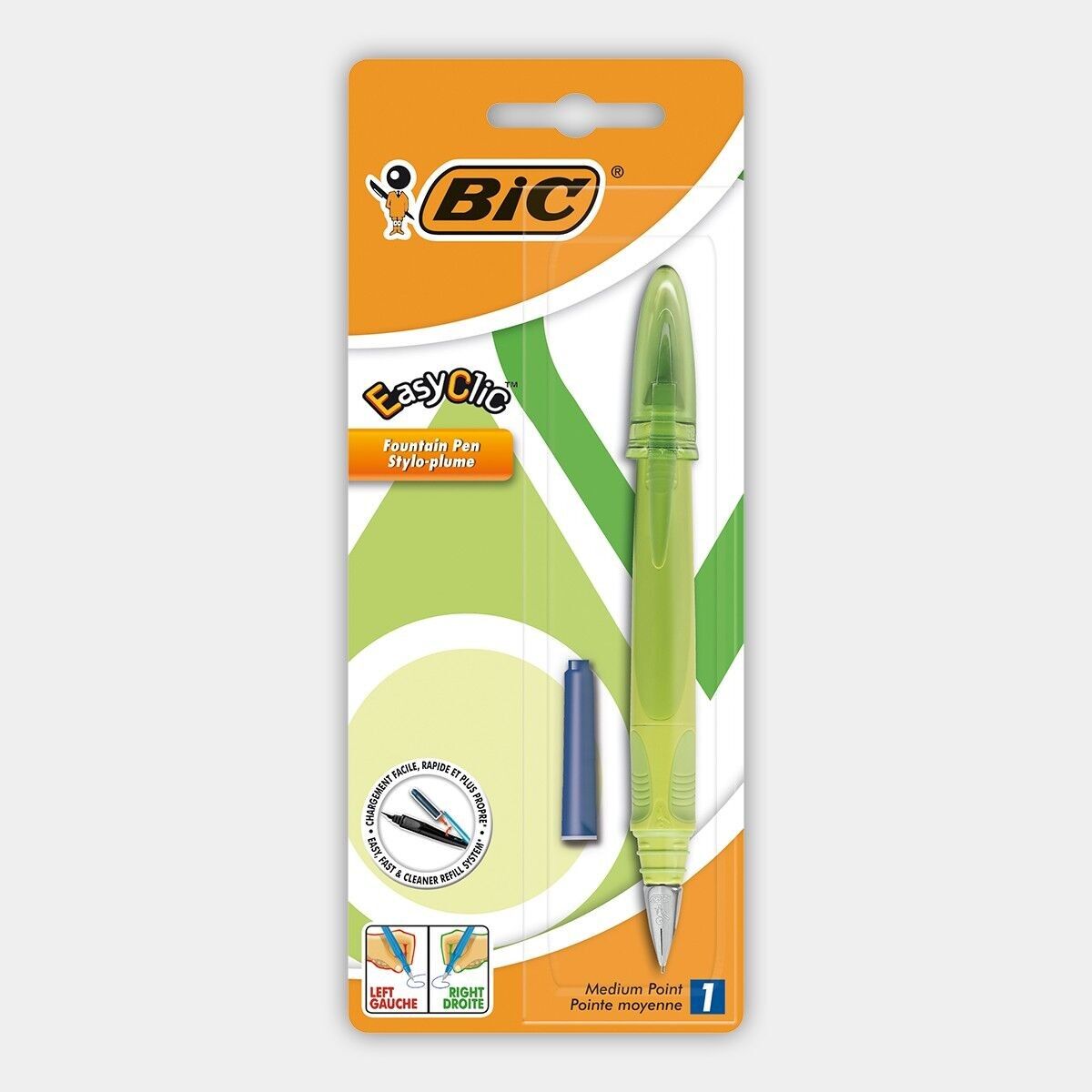 Achat Blister de 1 stylo-plume BIC EasyClic plume moyenne en gros
