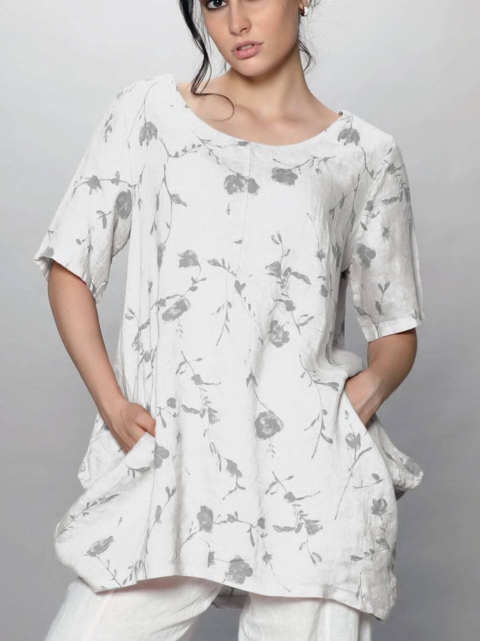 Buy wholesale Blush Print Linen Tunic 1895
