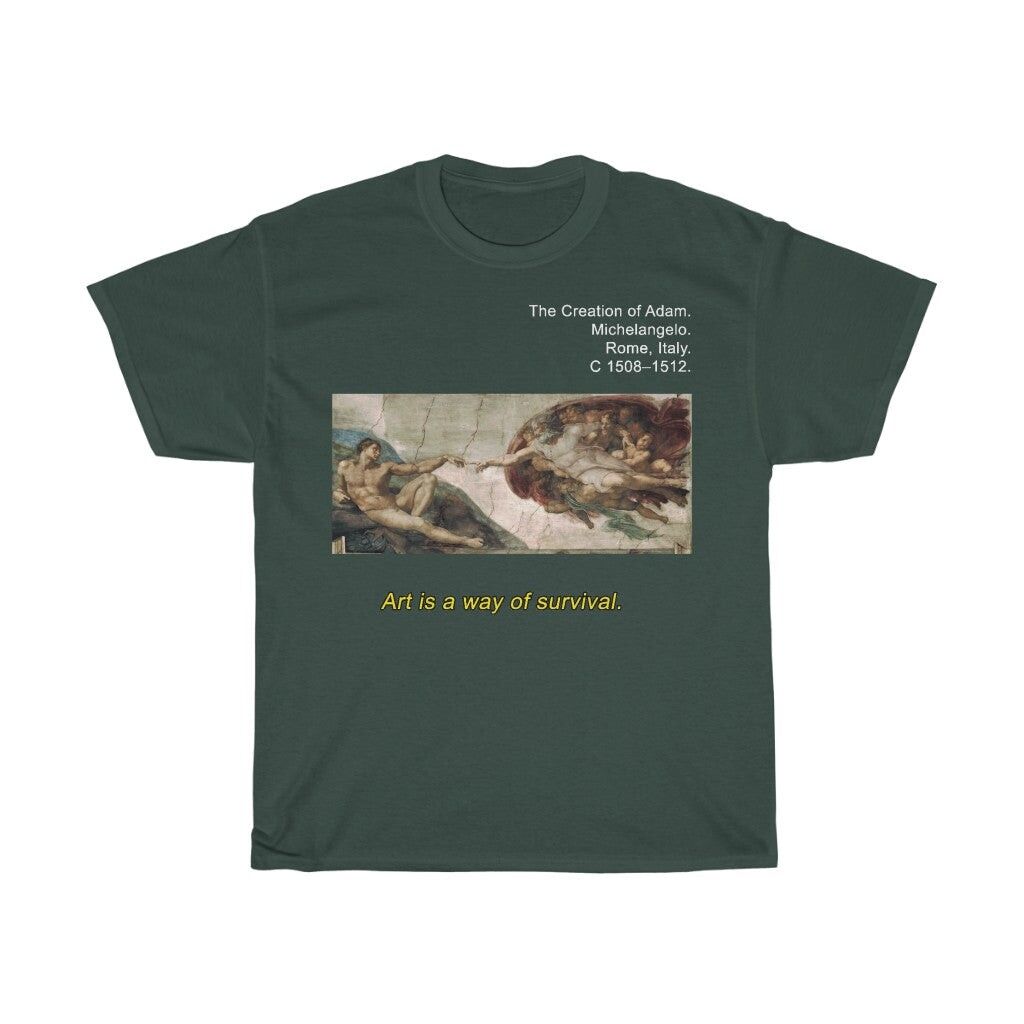 Buy wholesale Michelangelo Shirt The Creation Of Adam Forest Green Black