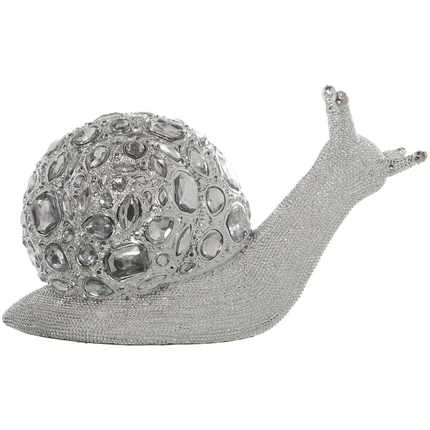 Achat FIGURINE ESCARGOT EN RÉSINE ARGENT 28X13X16CM LL49250 en gros