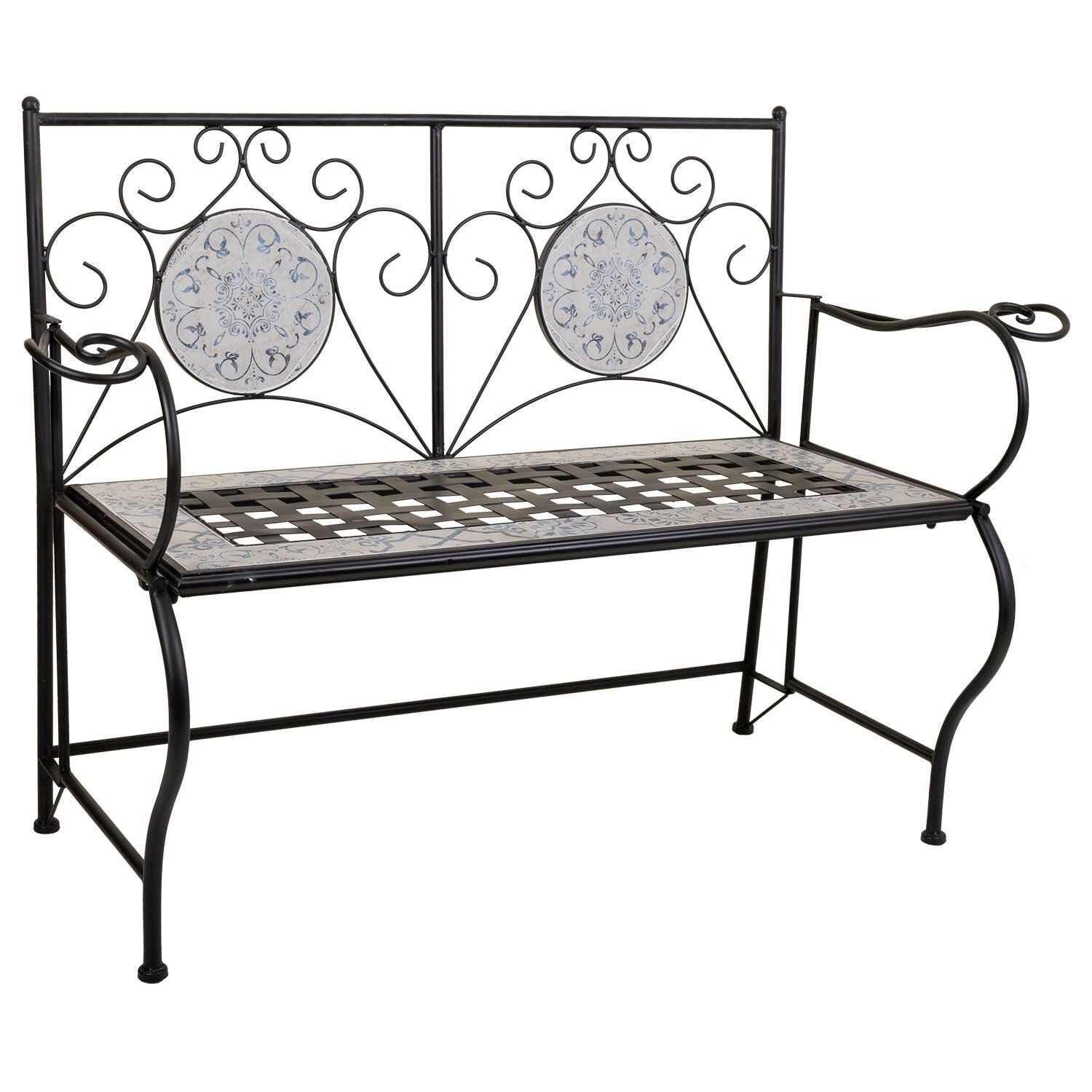 Buy wholesale Wrought iron and mosaic bench reference: 22591