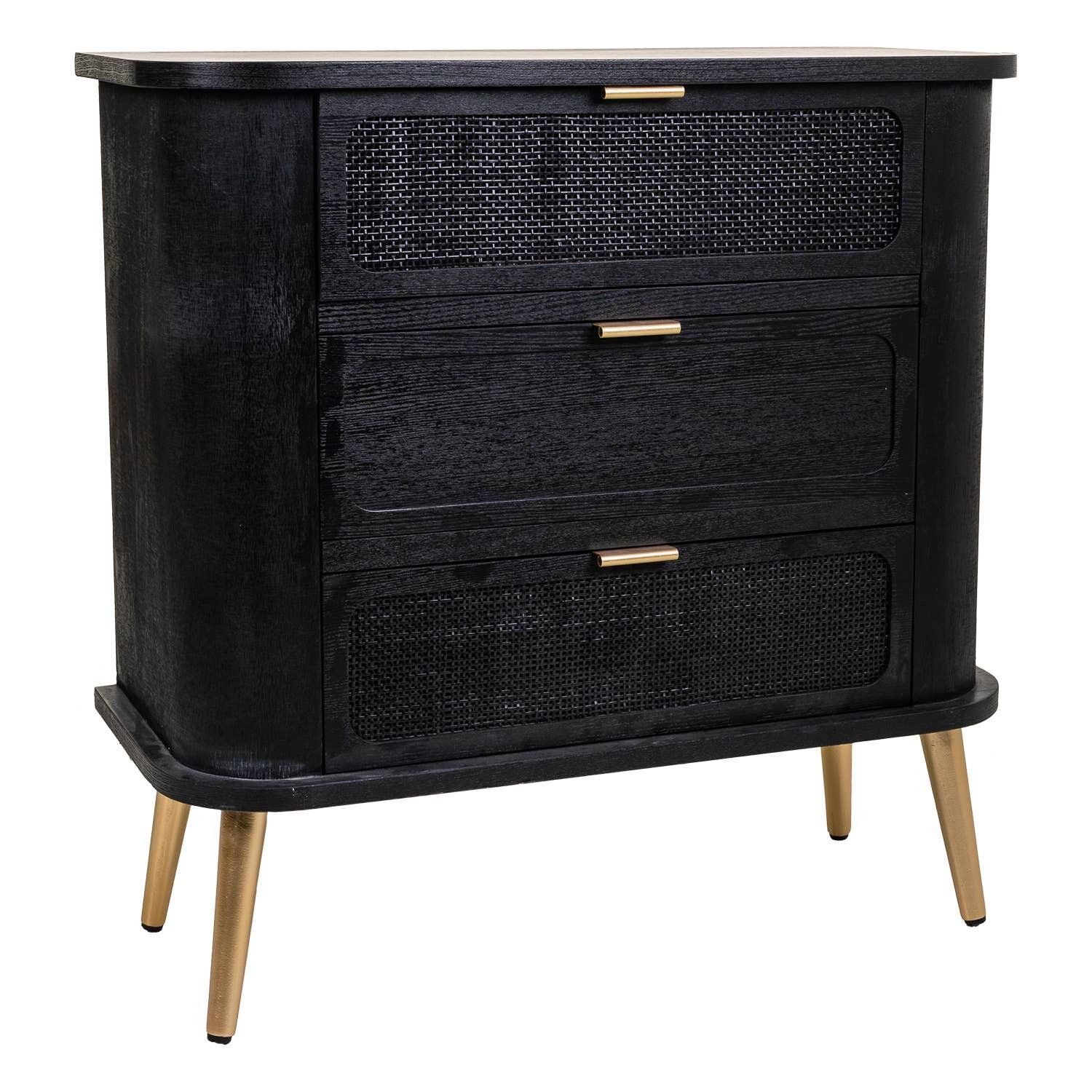 Achat Commode en bois et grille laquée noire référence : 21846 en gros