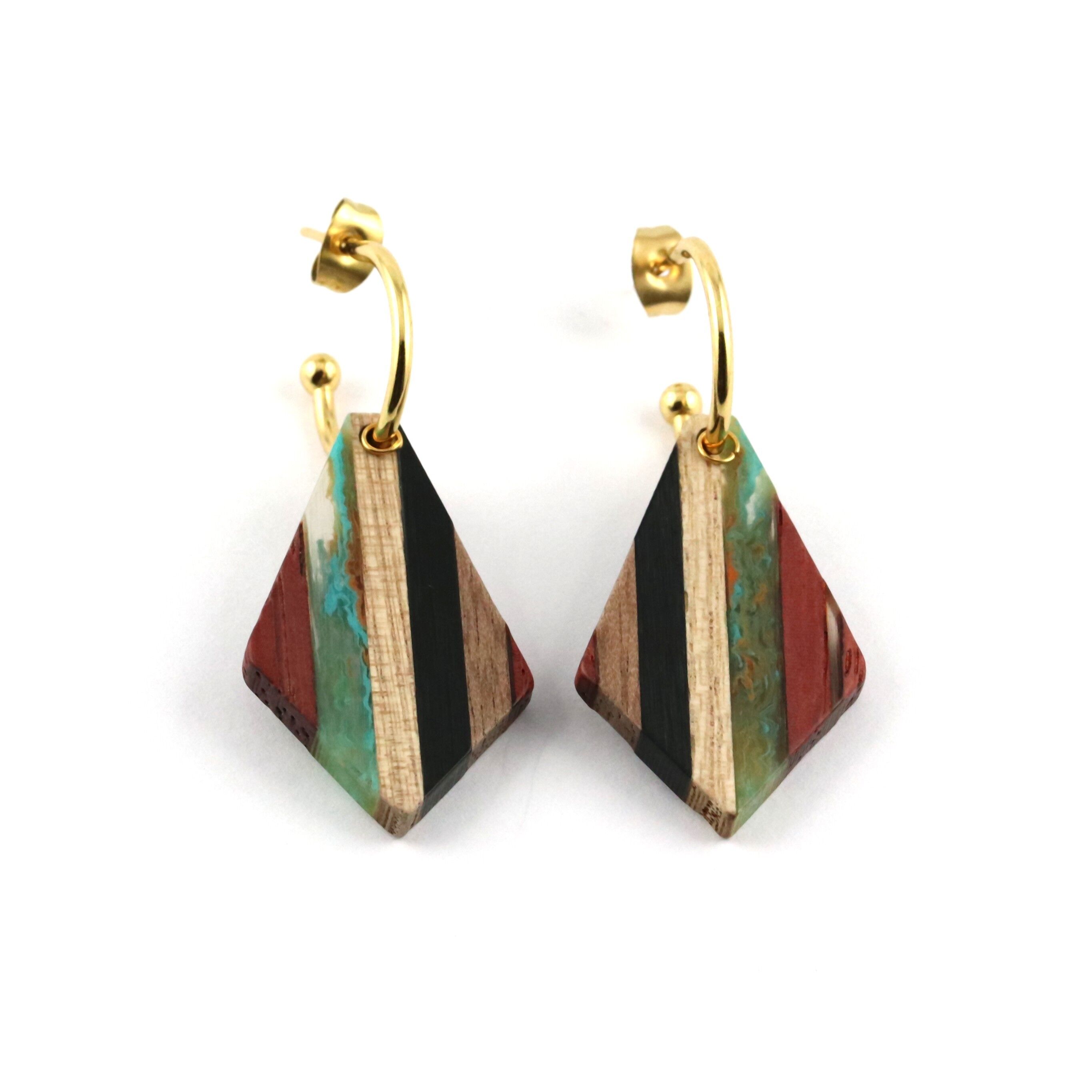 Achat Boucles losange bois multiples en gros