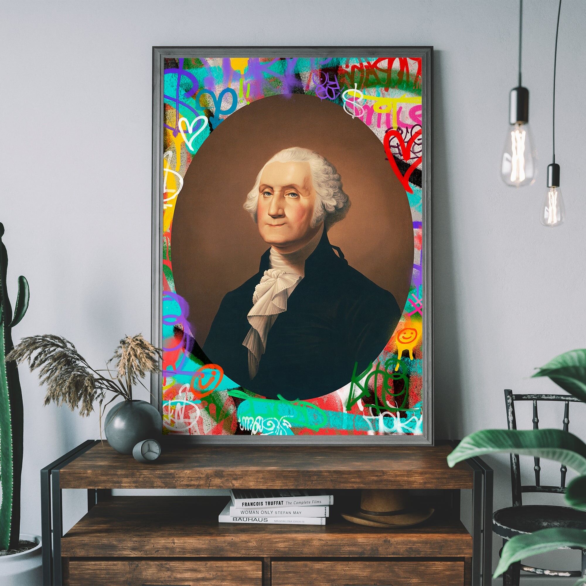 Buy wholesale George Washington Graffiti Background Portrait Print