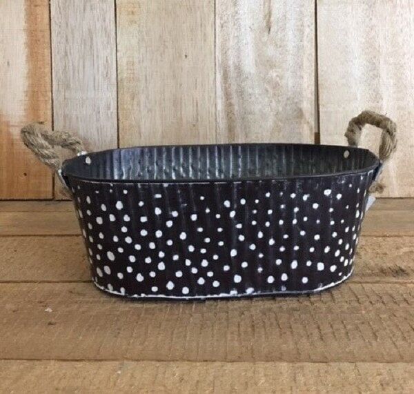 Buy wholesale Zinc tub oval black with dots 30x18x11cm