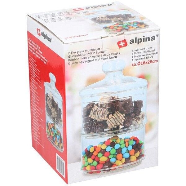 Achat Alpina Pot de stockage pot empilable verre 2 couches Ø16x28cm en gros