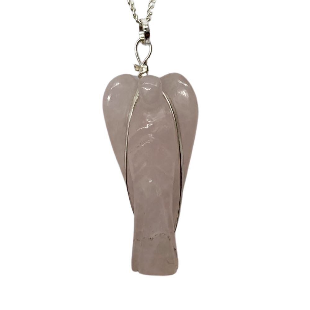 Rose quartz angel pendant store