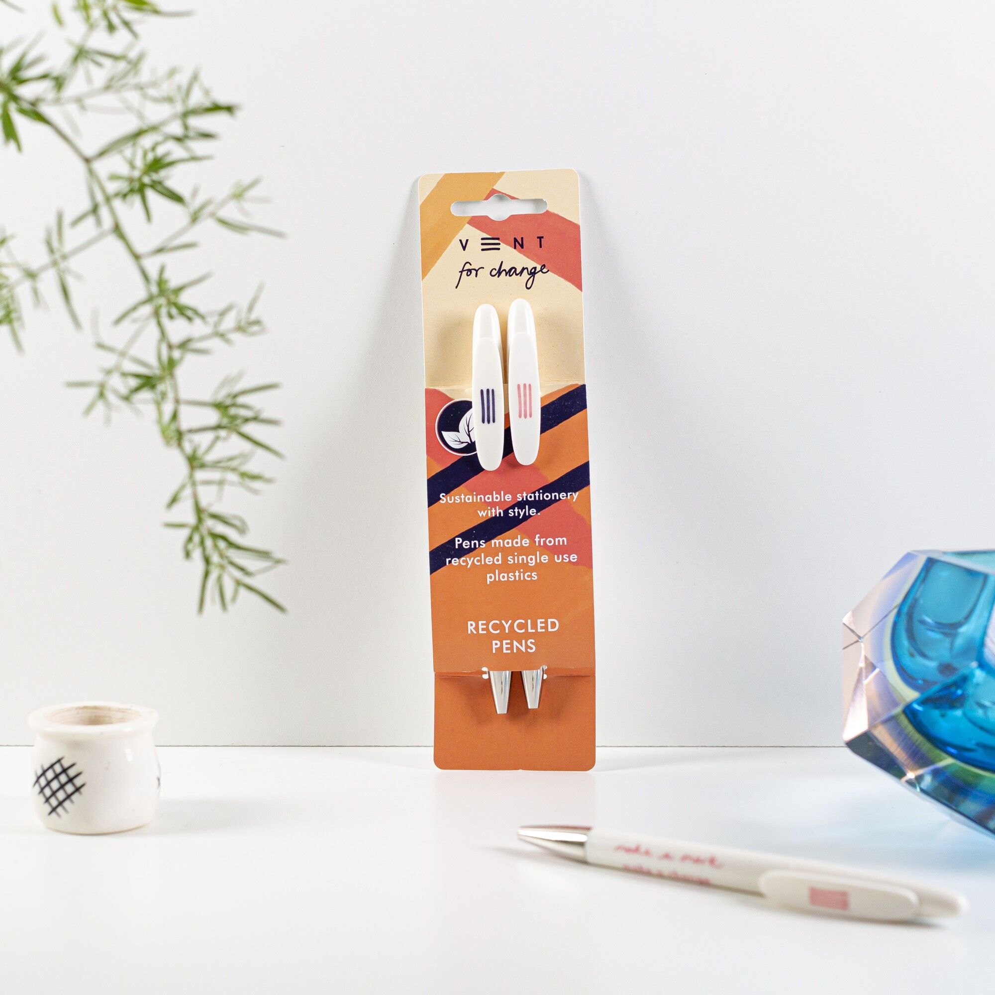 Buy wholesale Pens - Recycled Single Use Plastic in Pink Ideas Sleeve