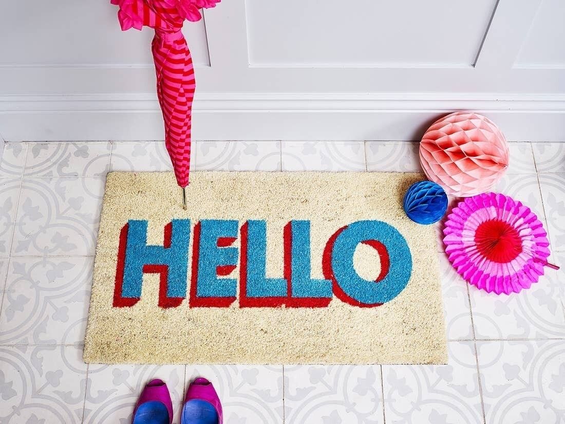 Achat Paillasson Hello Block Letters - Turquoise - par Bombay Duck en gros