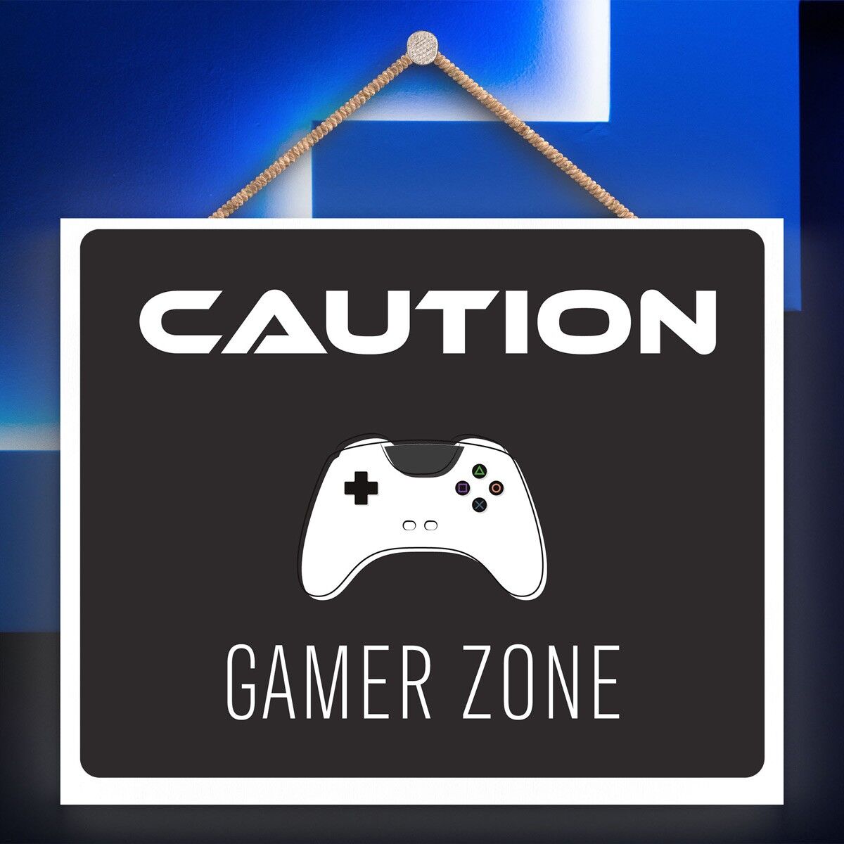 Buy wholesale P7302 - Caution Gamer Zone Gaming Room Plaque Wall Decor ...
