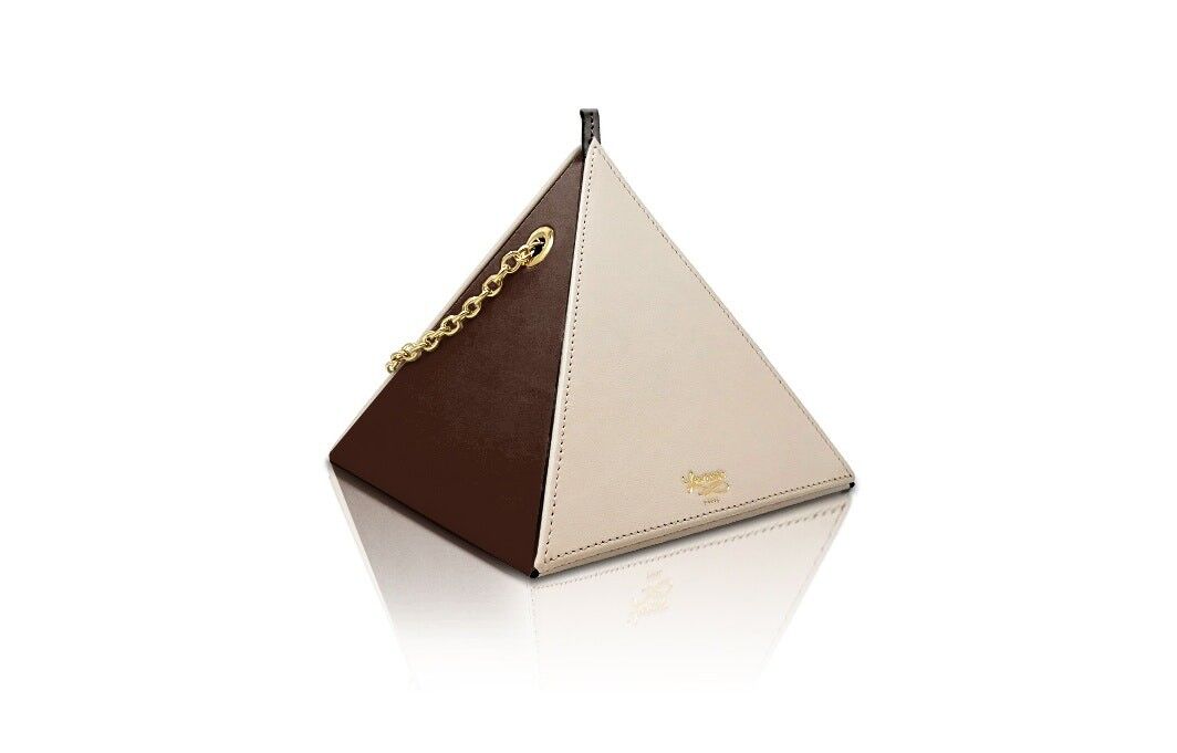 Buy wholesale BEIGE AND CHOCOLATE CLEO PYRAMID BAG