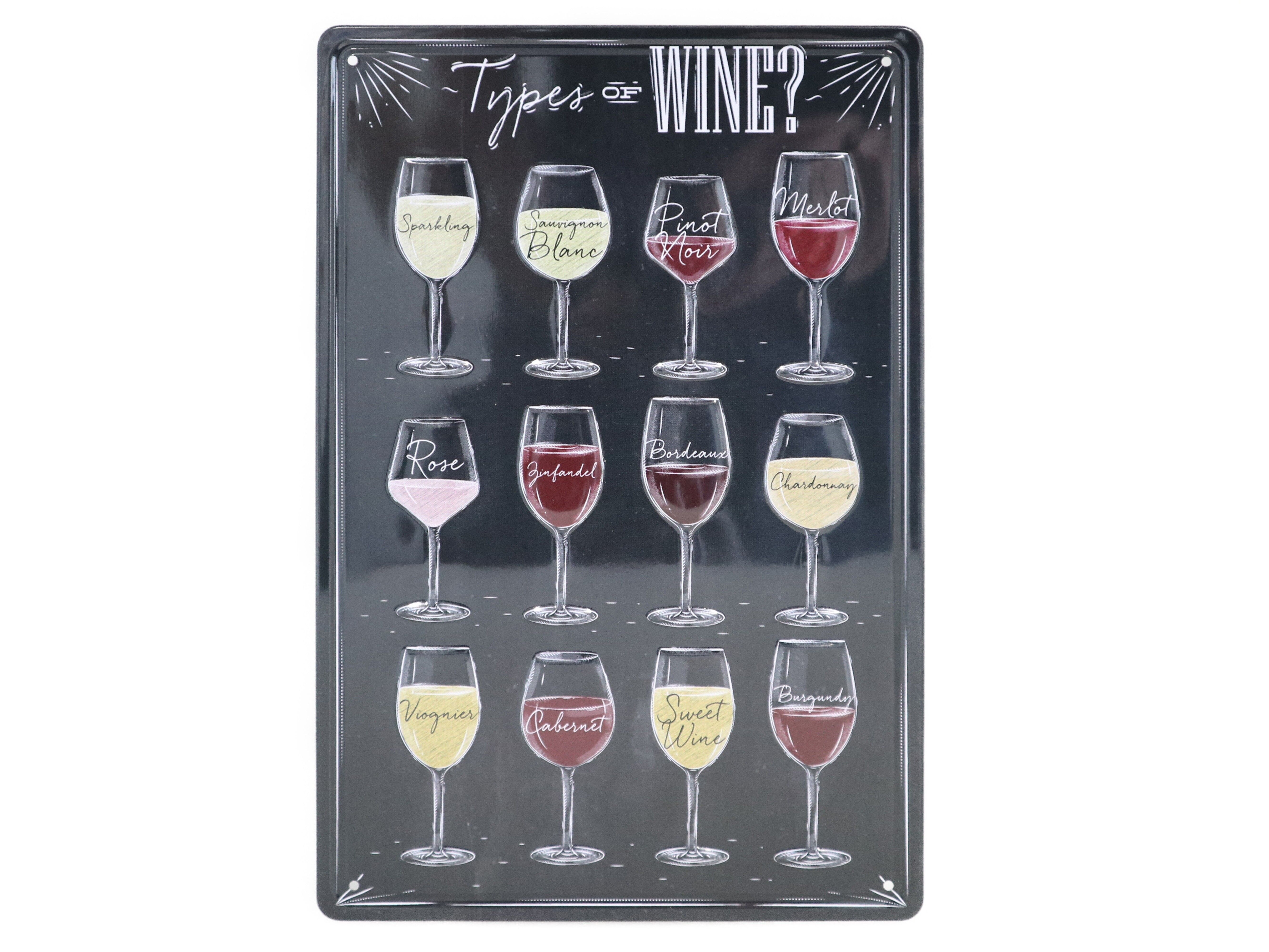 Buy wholesale Types of Wine metal sign 20x30cm