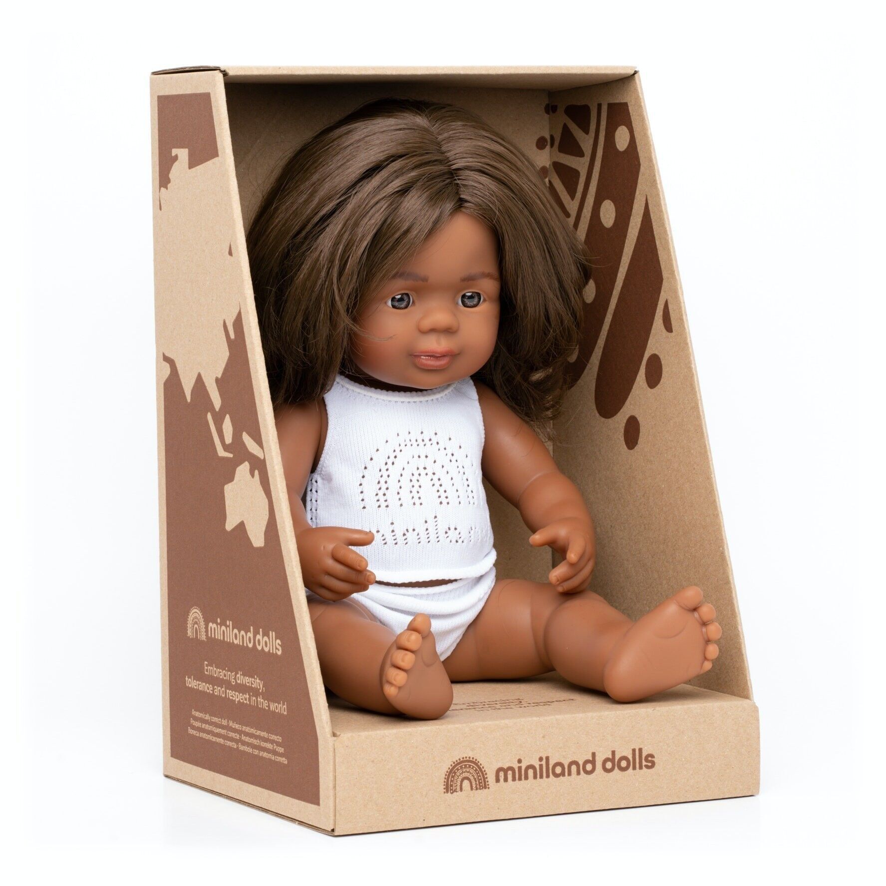 Achat Miniland Poupées: POUPÉE FILLE ABORIGÈNE AUSTRALIEN 38cm, parfumée vanille, imperméable ...