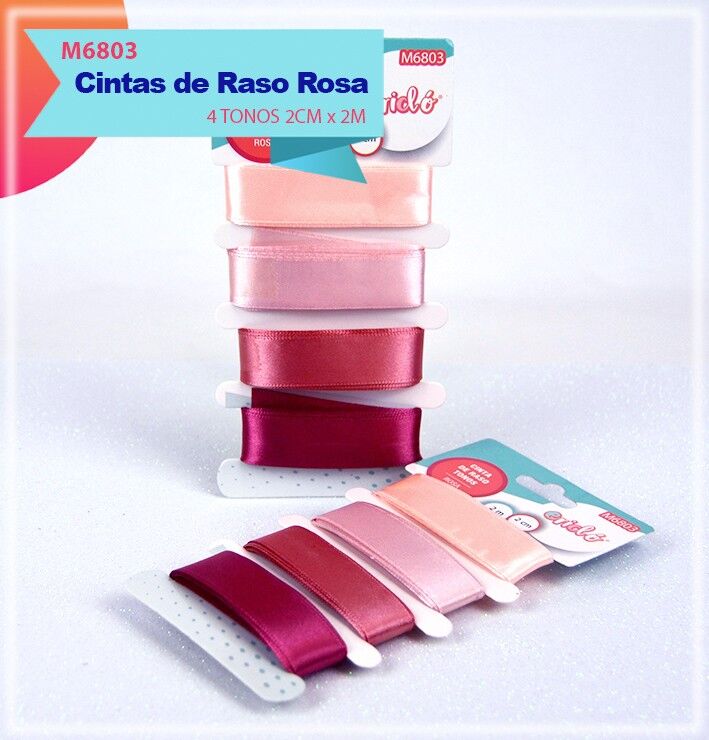 Compra Cintas de Raso tonos Rosa 2cm x 2M x 4 Colores al por mayor