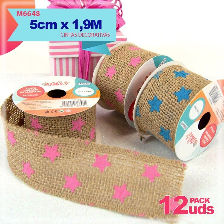 Buy wholesale Hemp Ribbon printed Stars 5cm x 1,9M