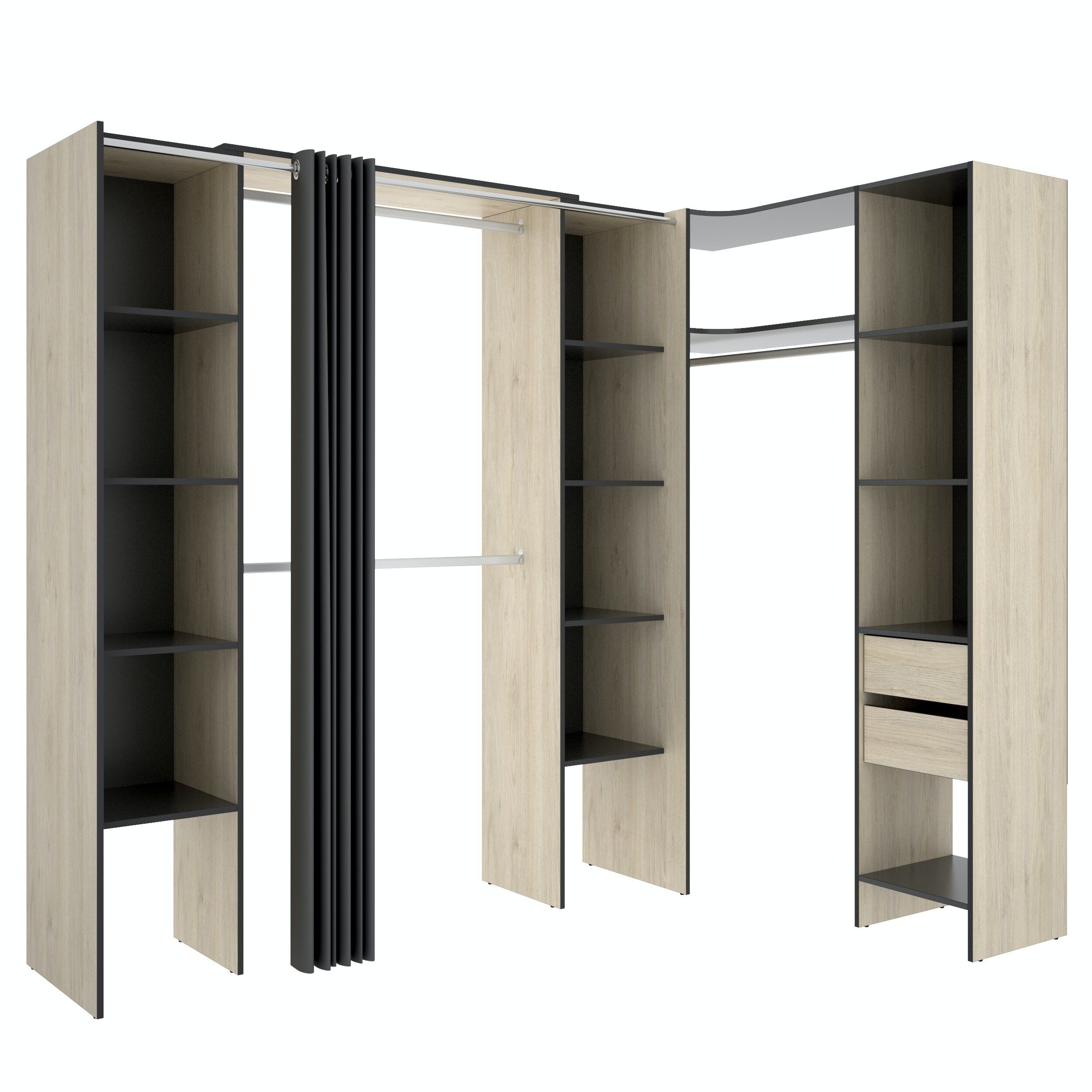 Buy wholesale Corner dressing room with 2 drawers and Suit curtain ...