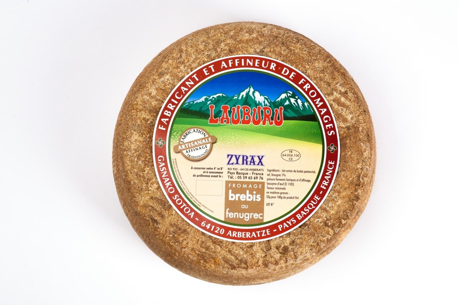 Achat Tomme de brebis au fenugrec artisanale du Pays basque - LAUBURU ...