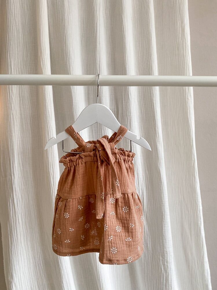 Buy wholesale Baby muslin dress / nude floral