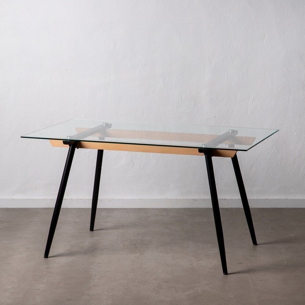 Achat TABLE A MANGER METAL-VERRE NOIR SALON ST601312 en gros