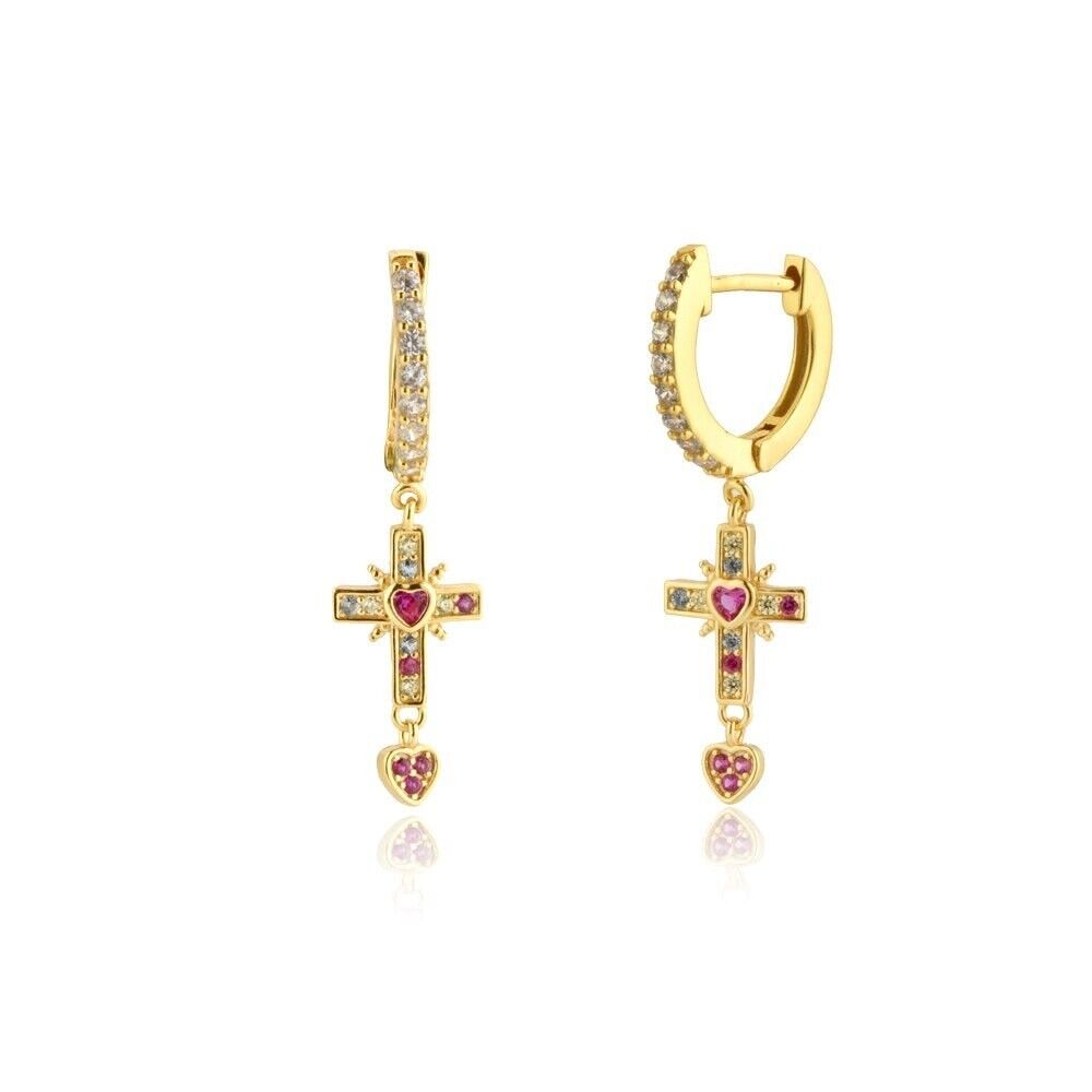 Buy wholesale Luise - Sacred Heart Cross Huggie Earrings