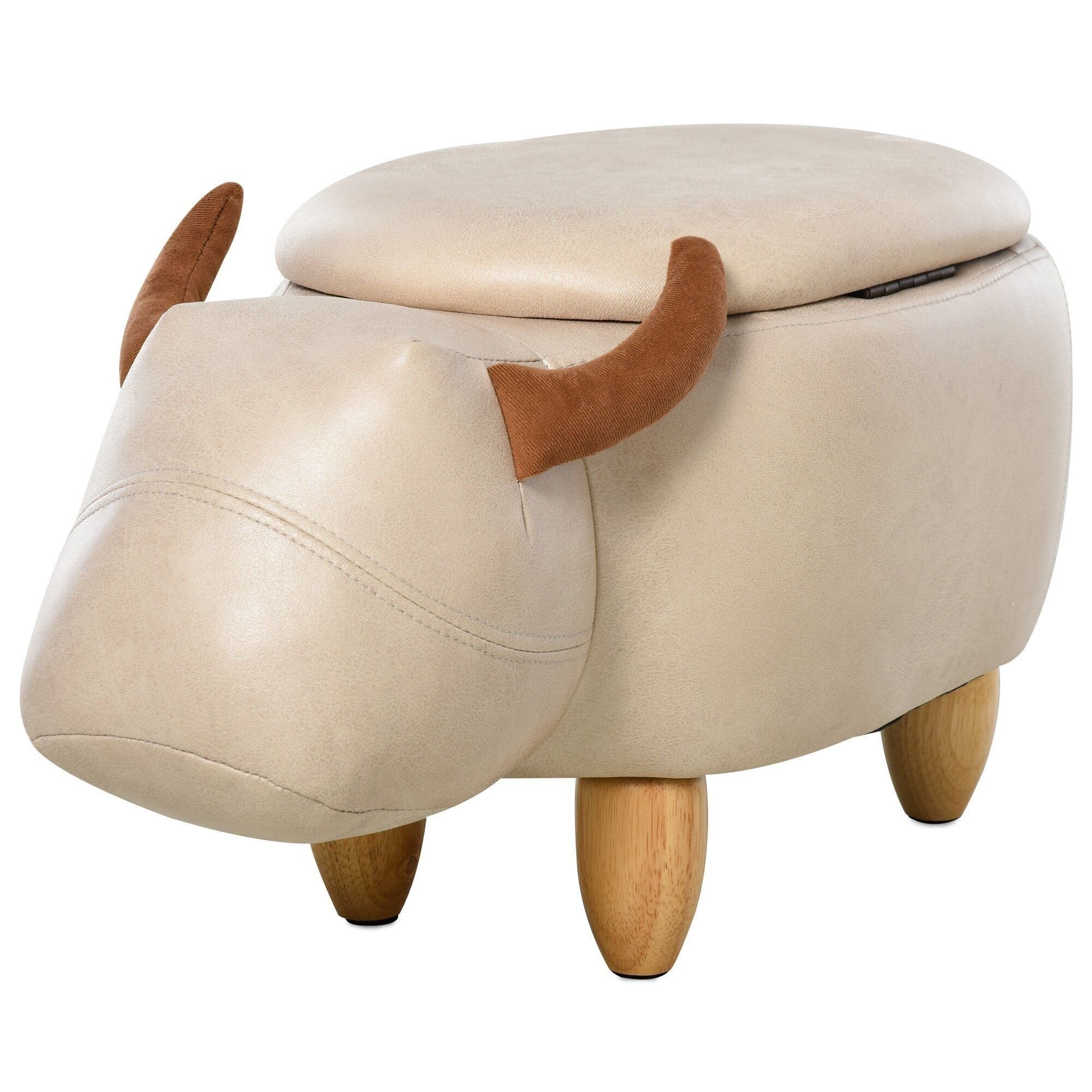 Compra Taburete de vaca - puf de cuero de vaca - caja de almacenamiento de puf de toro 2 en 1 ...