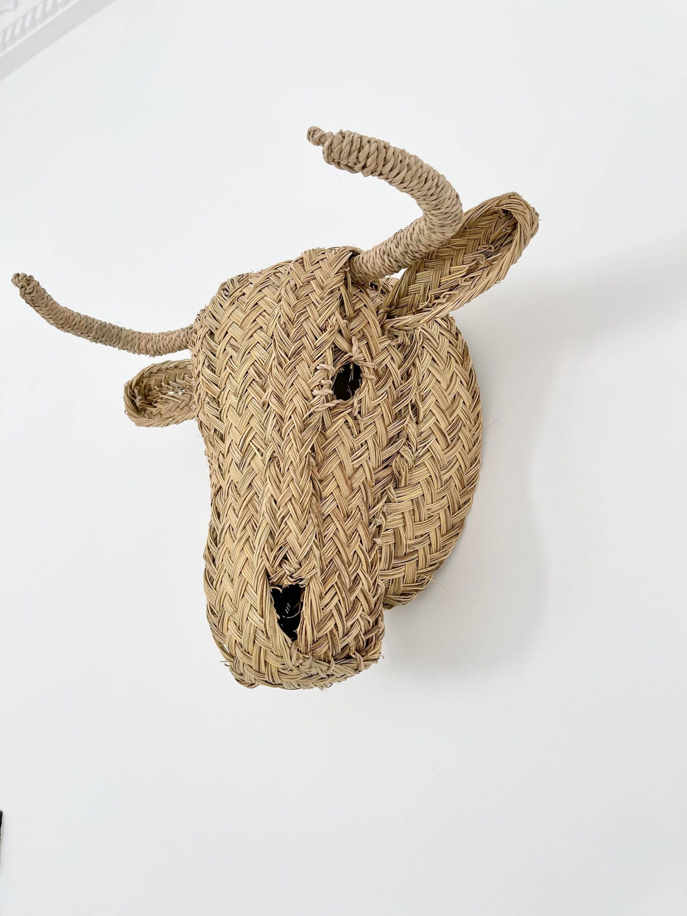 Buy wholesale Handwoven rattan decor wicker Cow mask wall hanging